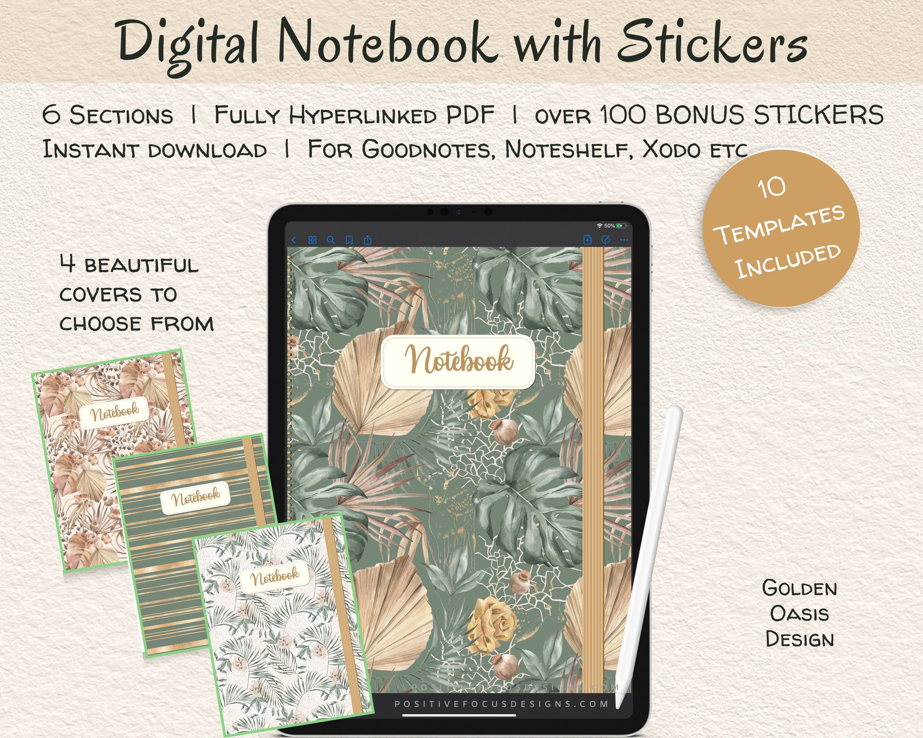 Digital Notebook for iPad and Android With Matching Stickers Tabbed ...