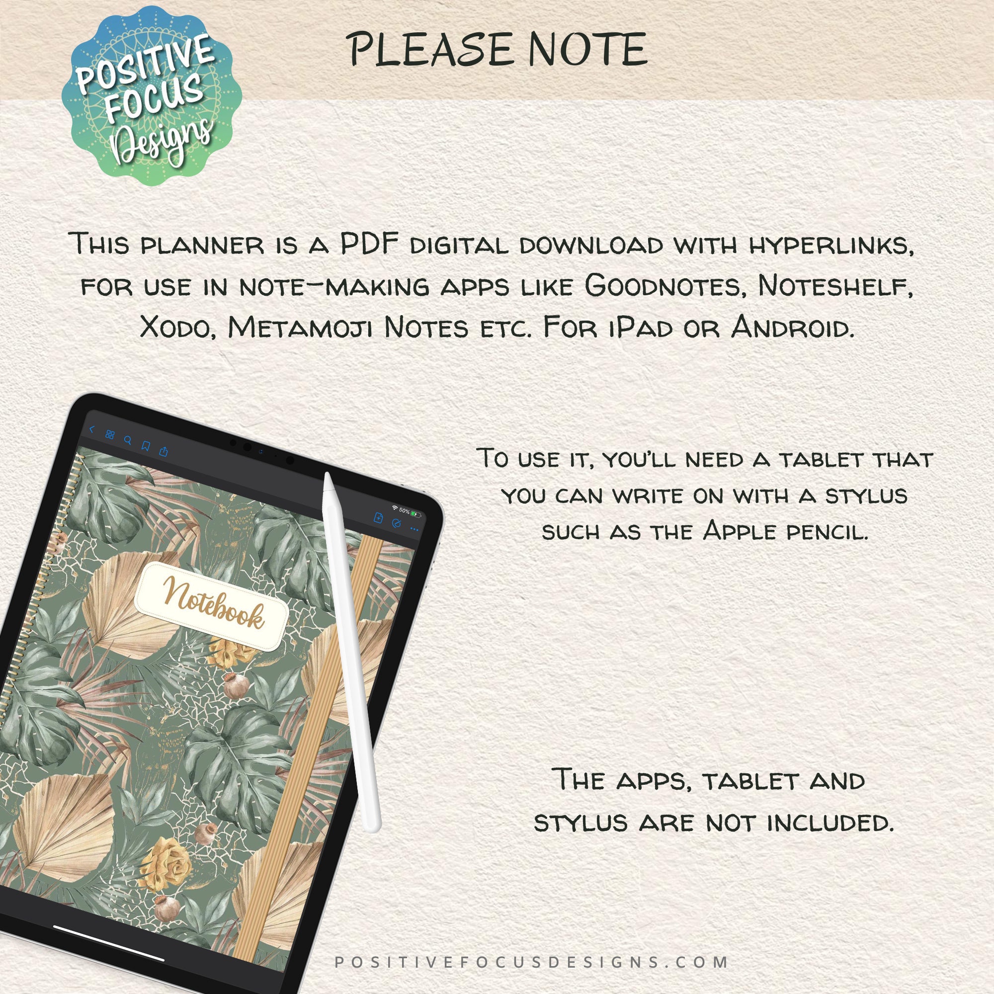 Digital Notebook for Ipad and Android With Matching Stickers - Etsy Ireland