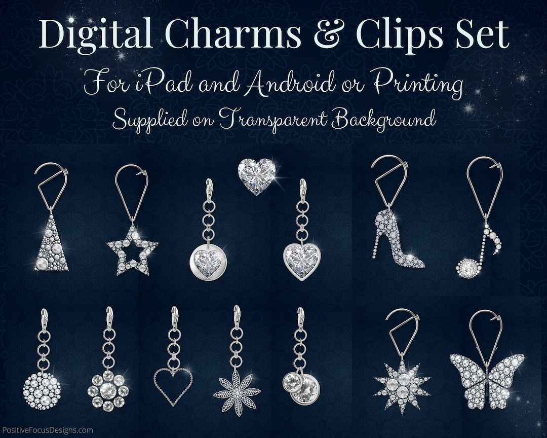Diamond Silver Digital Charms for Notebooks, Planners and Journals ...