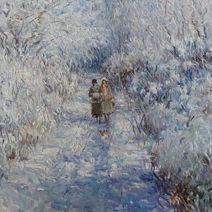 Snow Landscape Winter Walk Painting 14 X 16 Winter Landscape Snow Scene ...