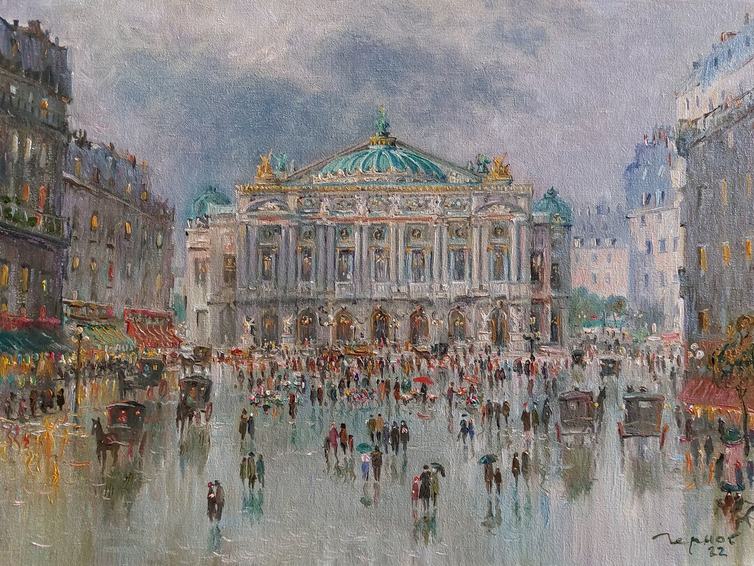 Paris Painting City Scene 12x16 Palais Garnier Promenade Street ...