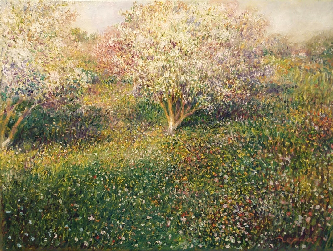Blooming Garden Flowering Trees Oil Painting 16 X 20 Spring Landscape ...