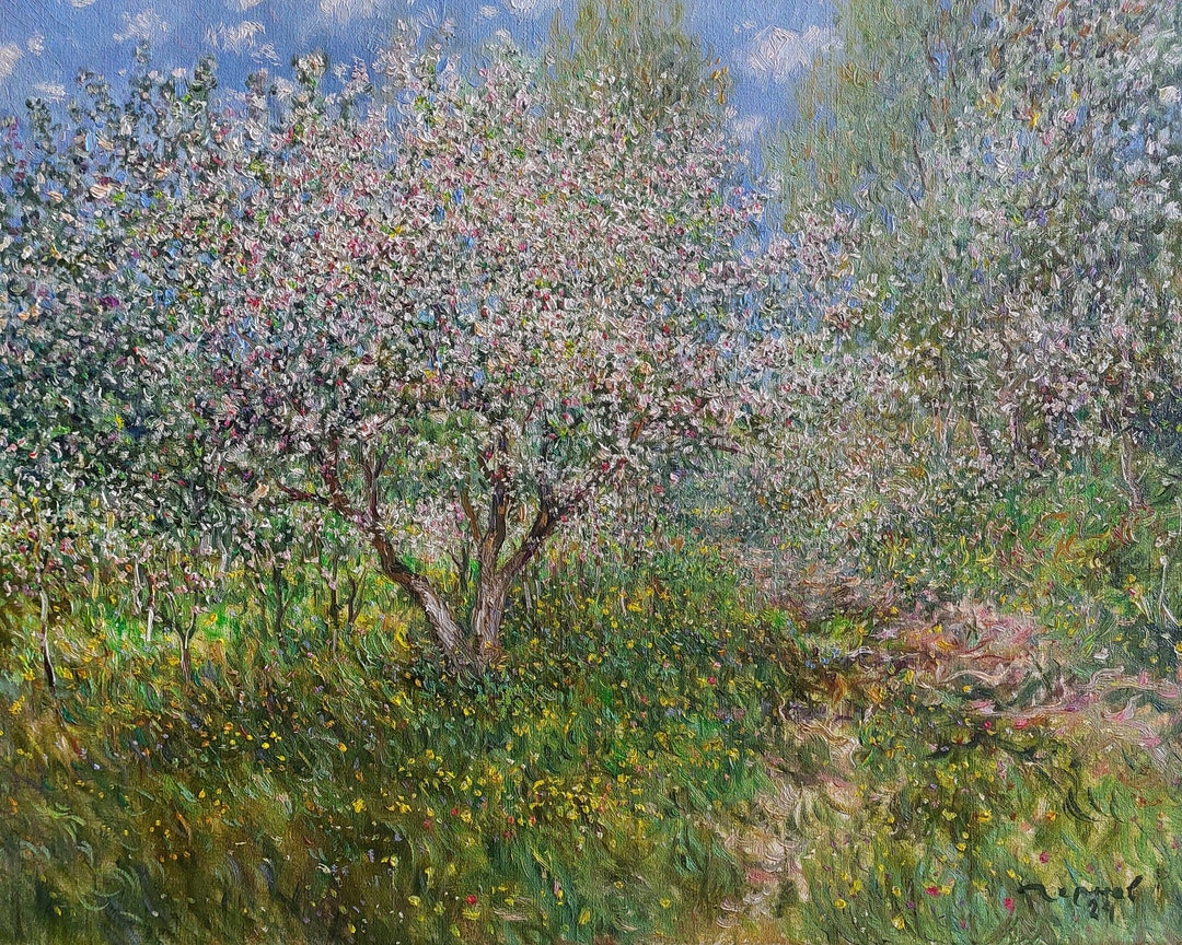 Blooming Garden Orchard Painting 16 X 20 Flowering Trees Art Spring ...