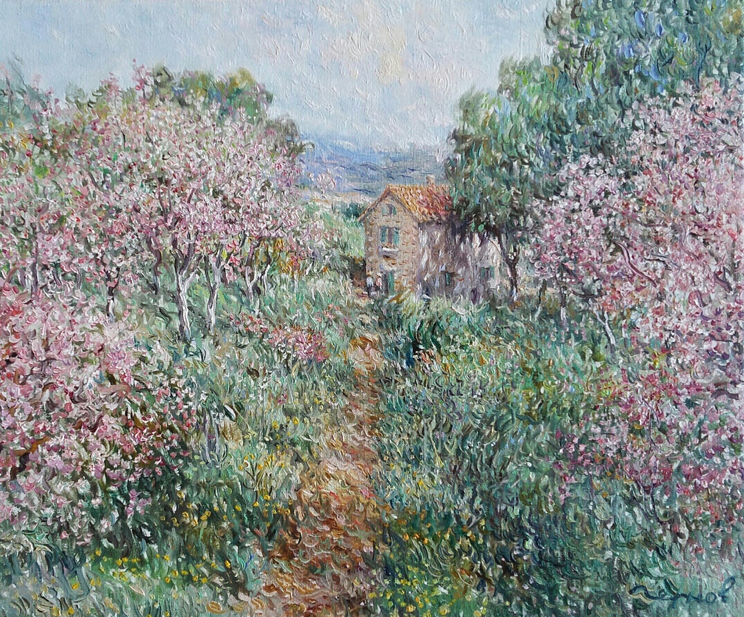 Orchard Painting 10 X 12 Flowering Tree Art Spring Landscape Couple ...