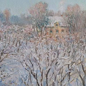 Snowy Trees Painting Original 8" X 10" - Winter Landscape Painting ...