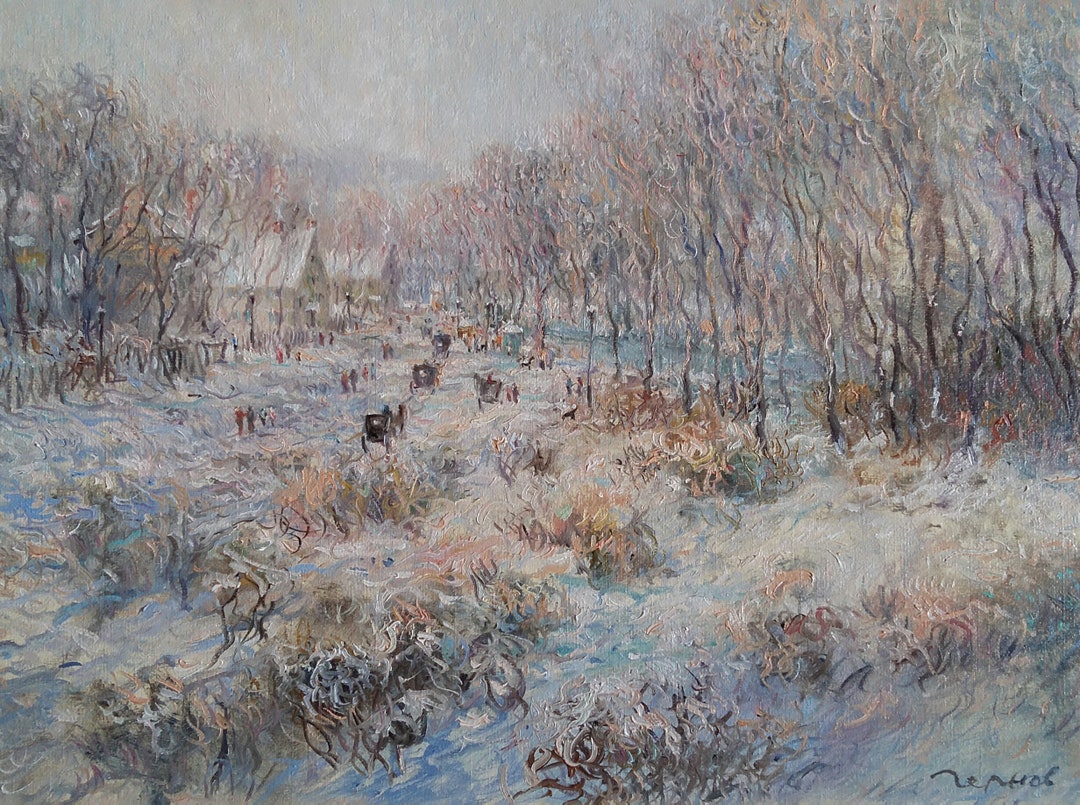 Winter Landscape Painting Original 12" X 16" - Snow Scene River ...