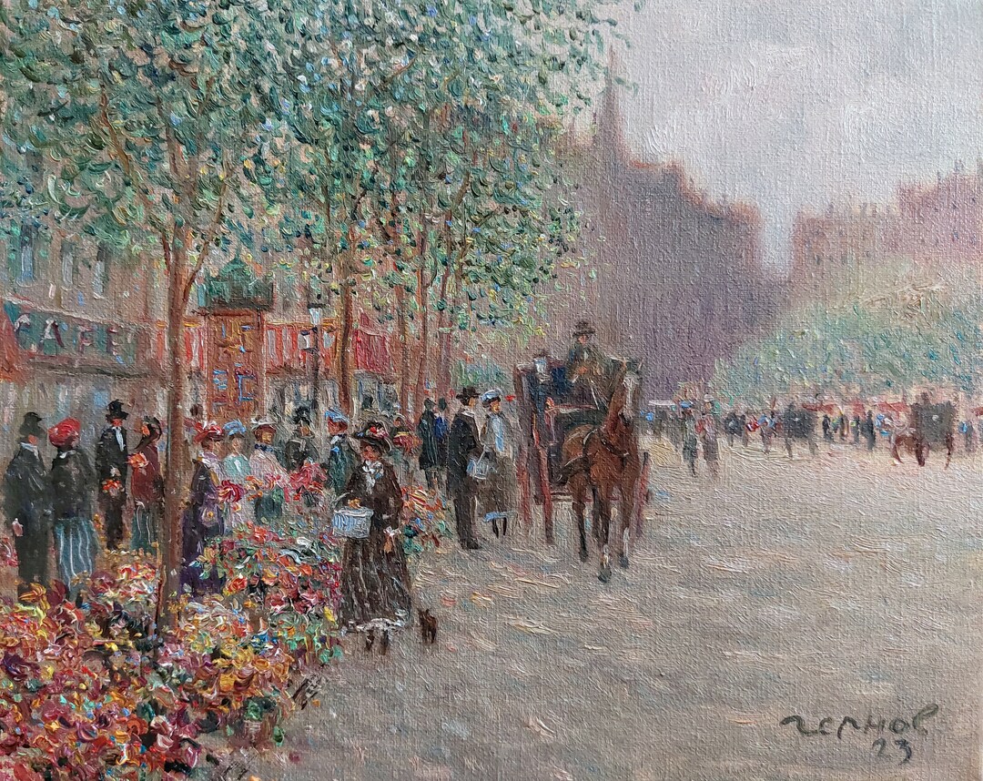 Cityscape Painting Street Scene 8 X 10 Flower Market Old Town ...