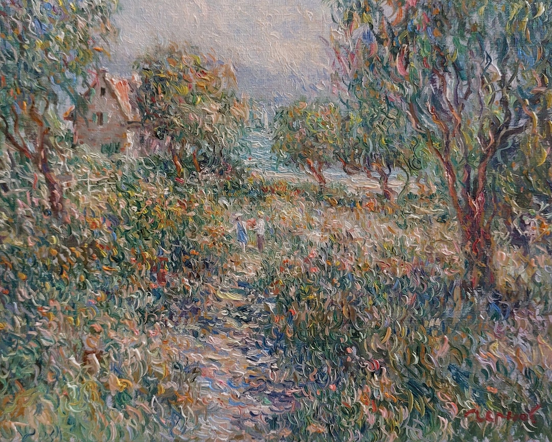 Provence Landscape Villa Painting 8 X 10 Couple in Love Painting French ...