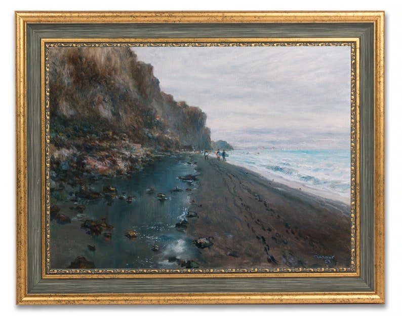 Original Surfing Oil Painting Low Tide 20" X 26" - Seascape Cliffs ...