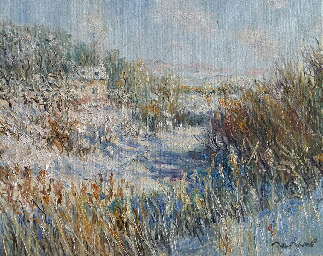 Winter Landscape Painting Original 8 X 10 Snowy River Winter River ...