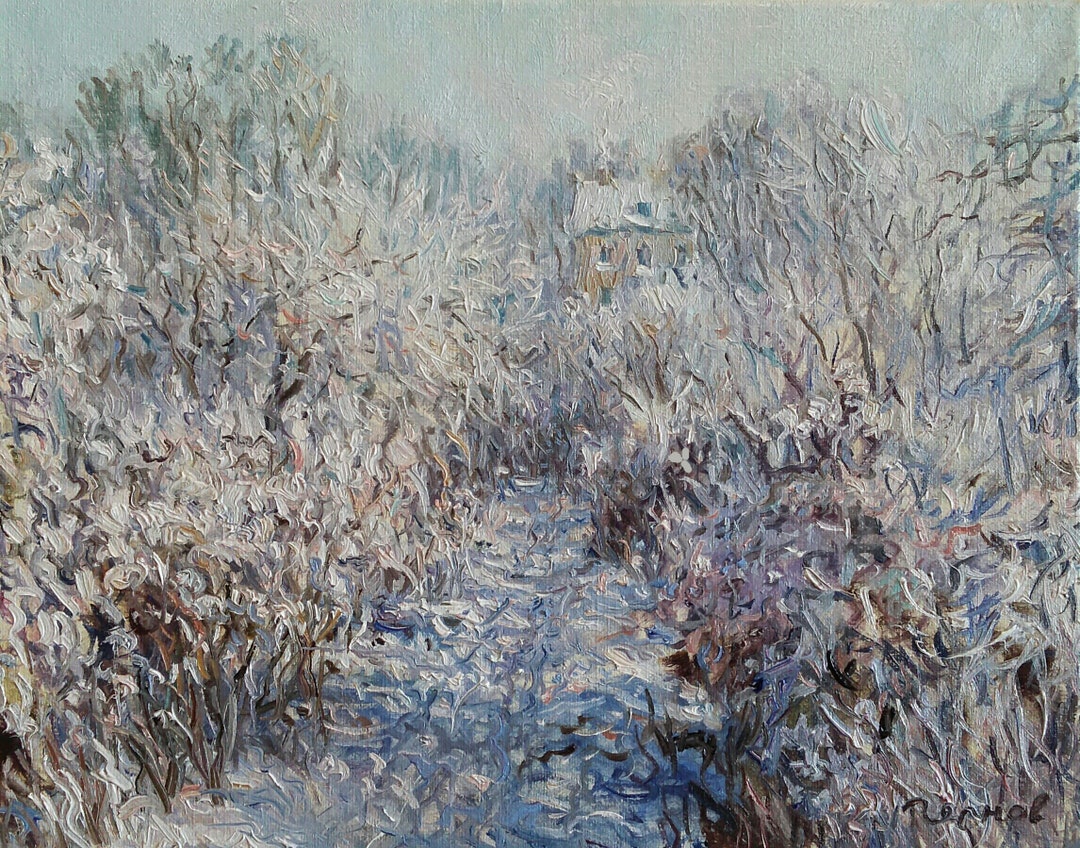Winter Landscape Painting Original 8 X 10 Snow Scene Painting French ...