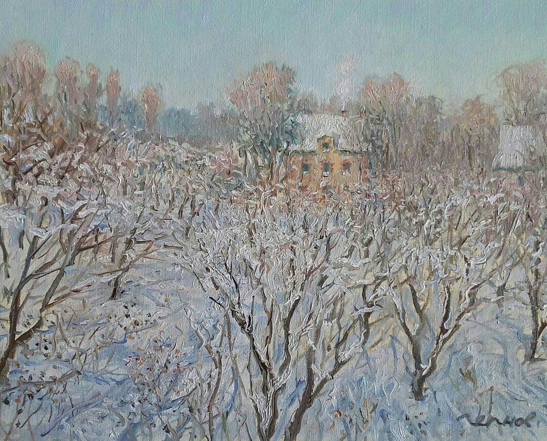 Snowy Trees Painting Original 8 X 10 Winter Landscape Painting French ...