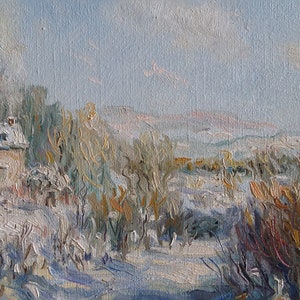Winter Landscape Painting Original 8 X 10 Snowy River Winter River ...