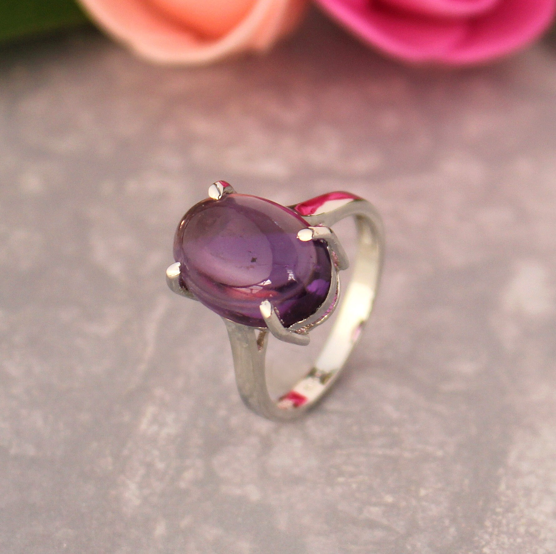 Natural Amethyst ring-Simple Amethyst Ring-Boho style | Etsy