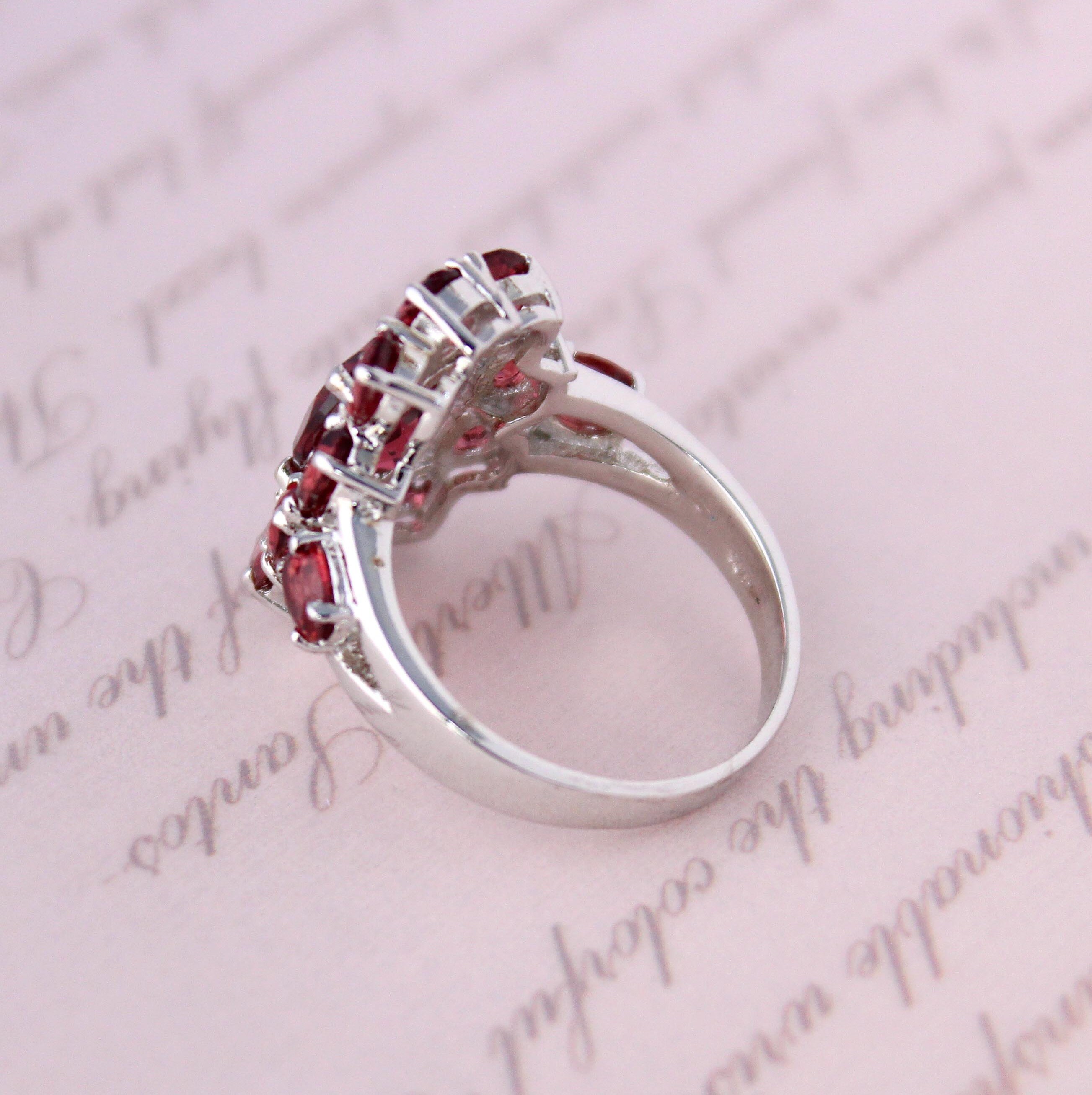 Vintage Garnet Cocktail Ring 925 Silver-victorian Statement Garnet Ring ...