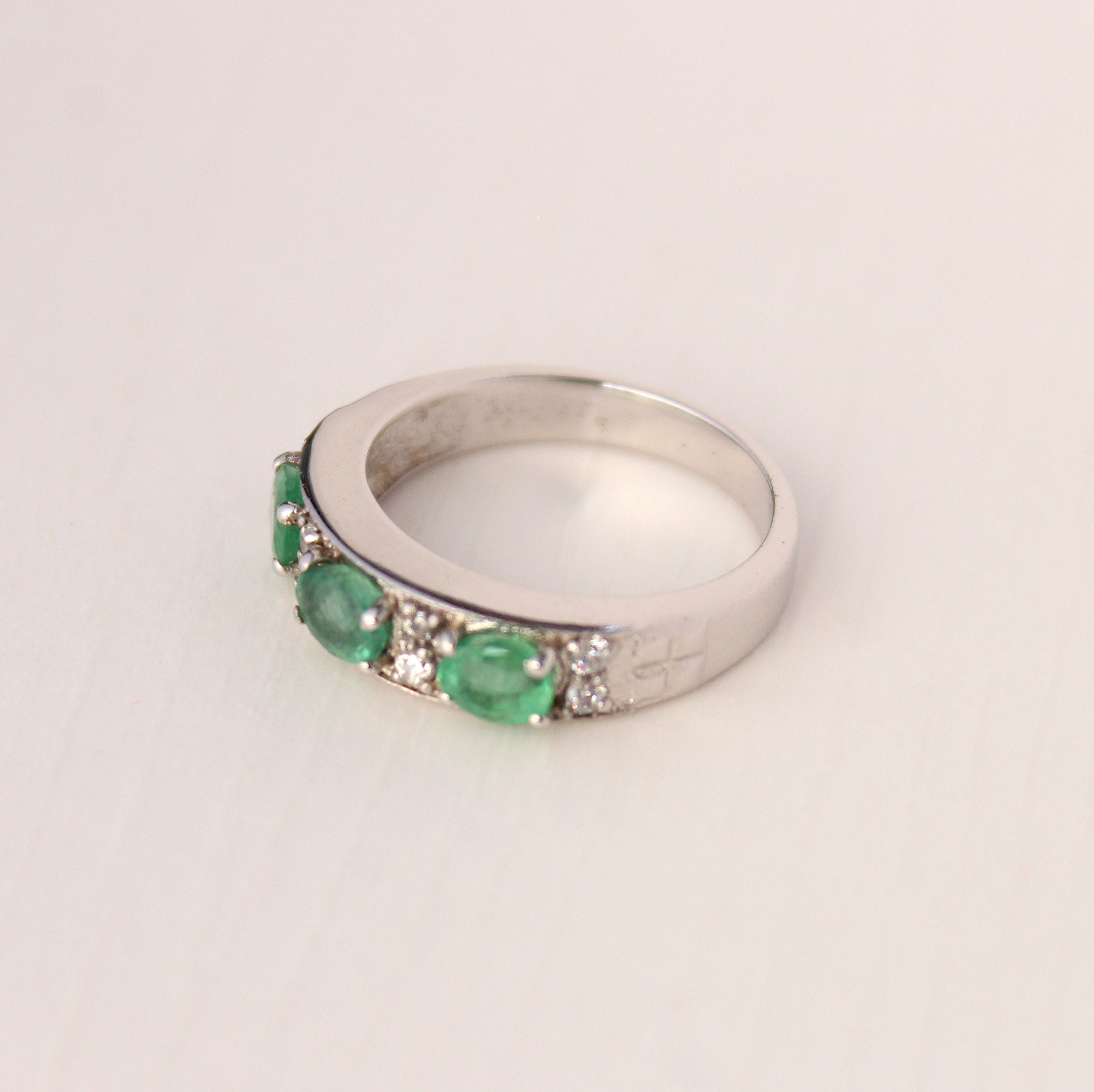 Natural Emerald Ring,art Deco Band Ring,statement Cluster Ring,handmade ...