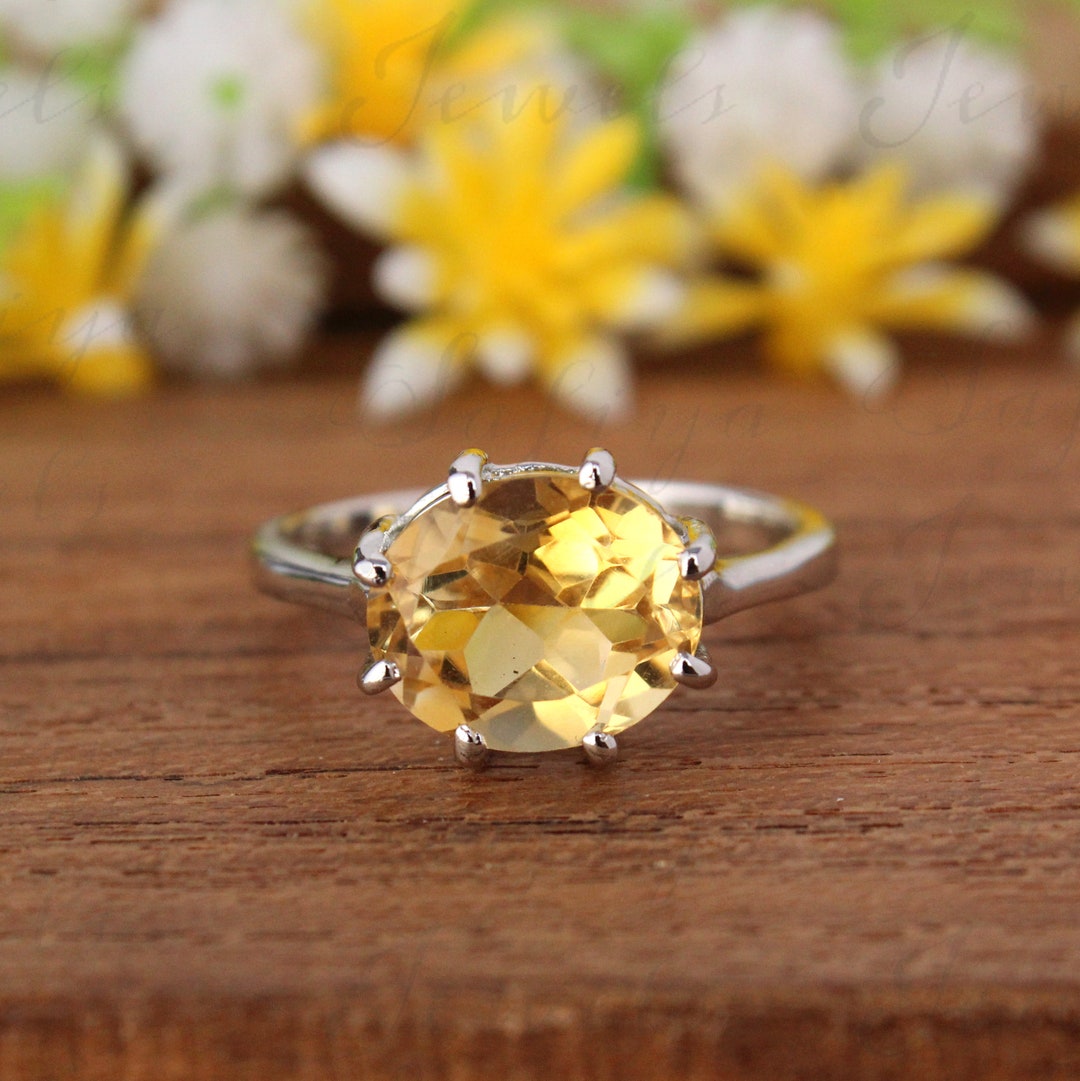 Golden Topaz Solitaire Ring / Natural Topaz Ring / Stack Ring ...