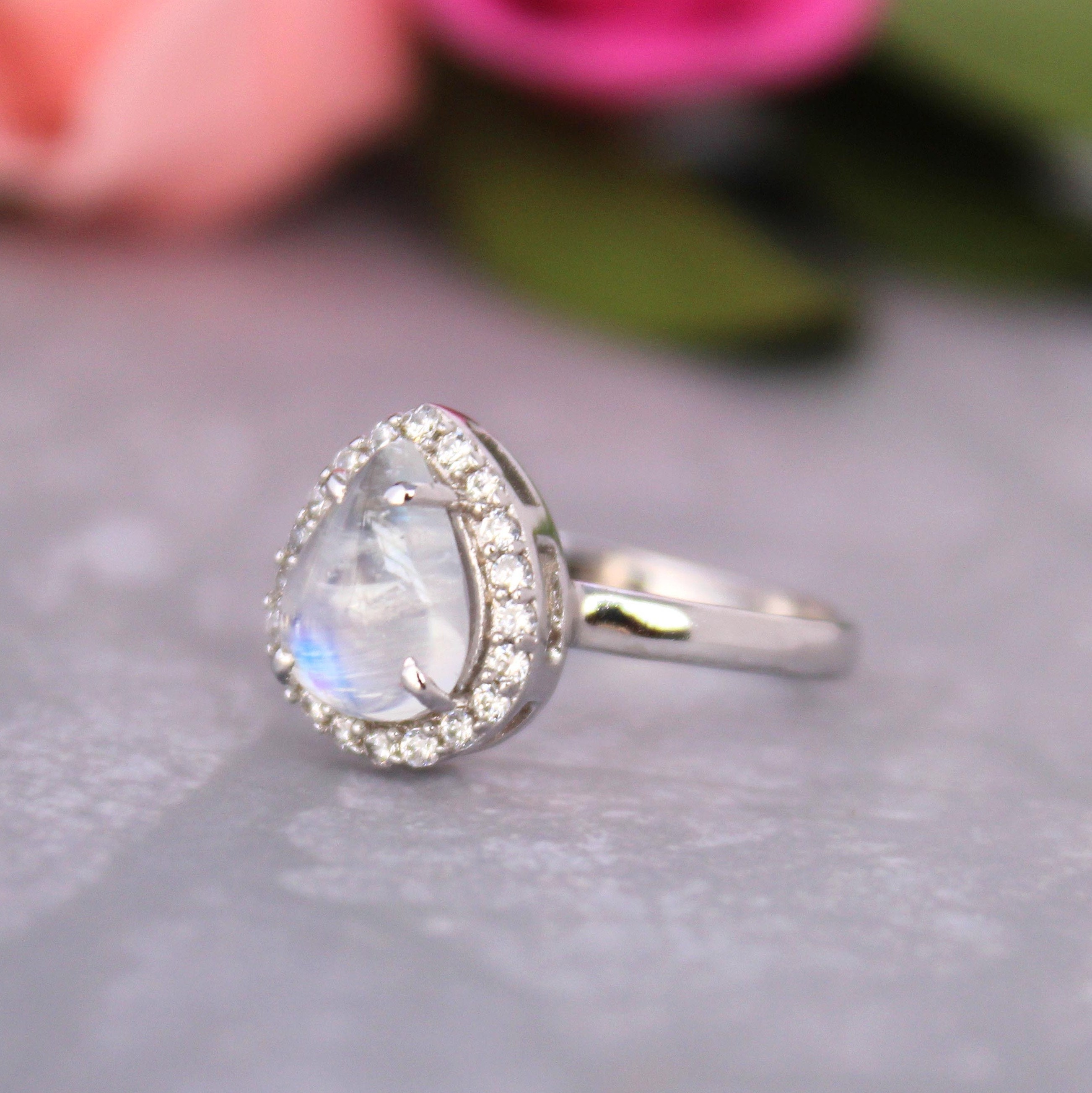 Regenbogen Mondstein Ring 925 Silber-Regenbogen Mondstein Stapelring ...