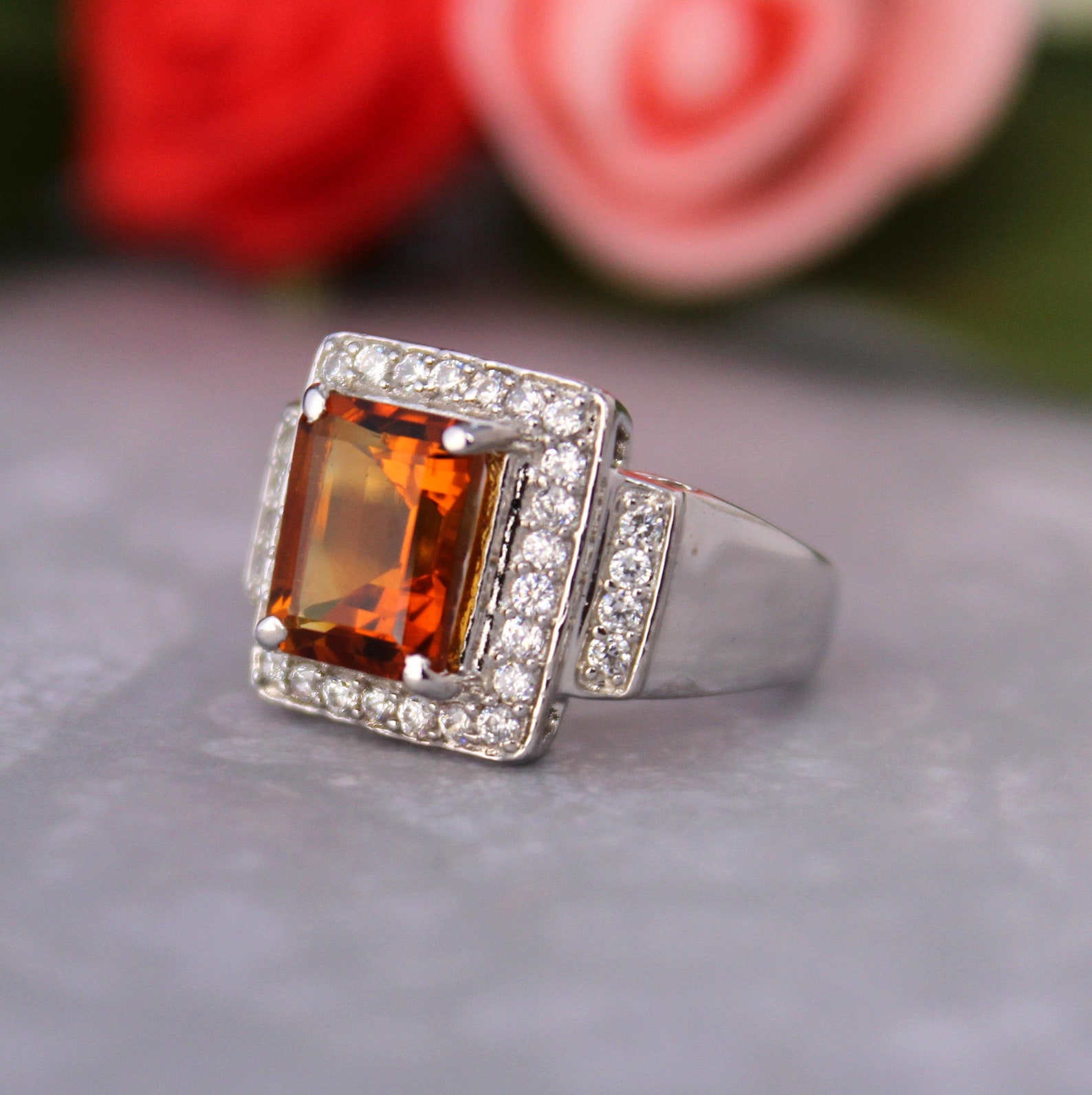 Natural Golden Topaz Ring/ Citrine Cluster Ring/ Vintage Ring/ - Etsy