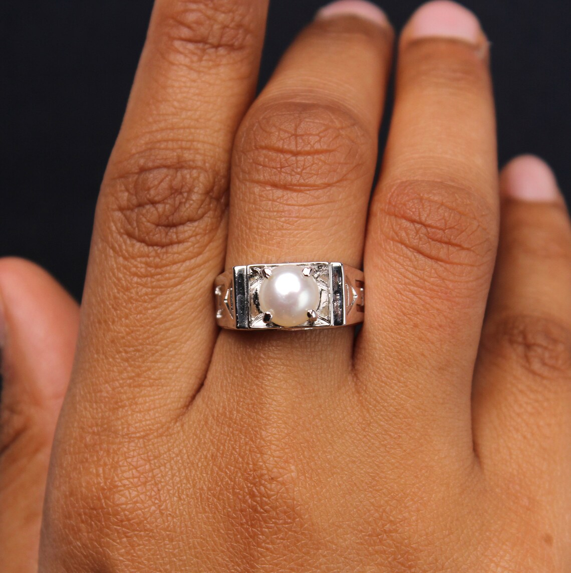 Pearl Engagement Band/genuine Pearl Wide Ring/antique Pearl Ring ...