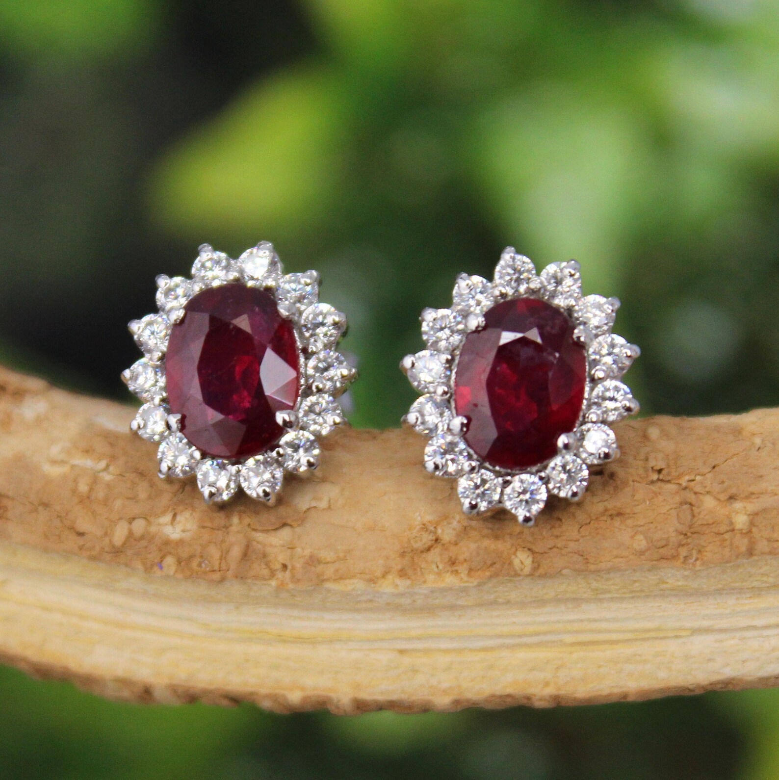 Ruby Earrings Stud-july Birthstone Ruby Stud-cluster Ruby - Etsy India