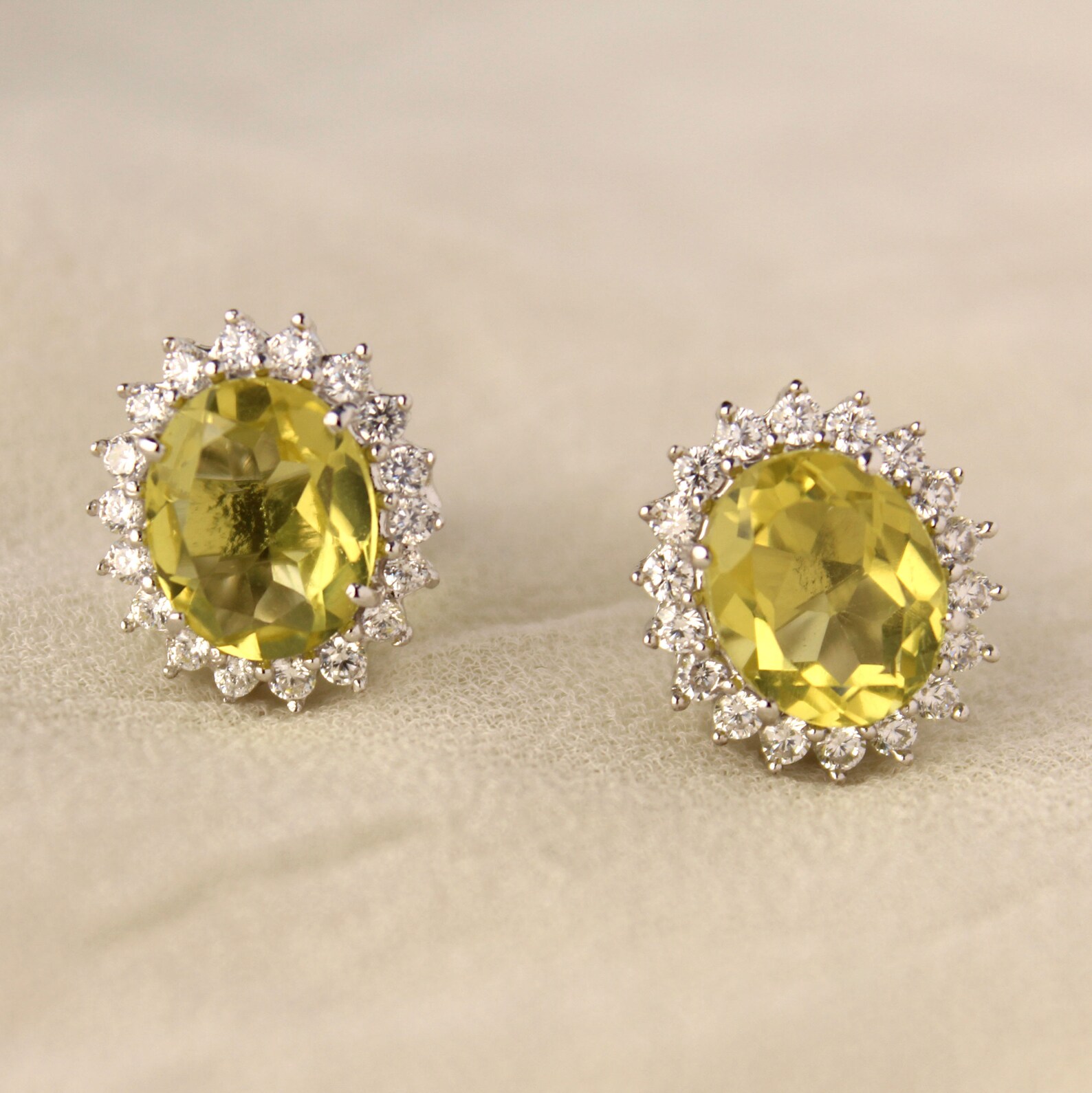 Yellow Topaz cluster Stud Earrings-Topaz halo Stud | Etsy