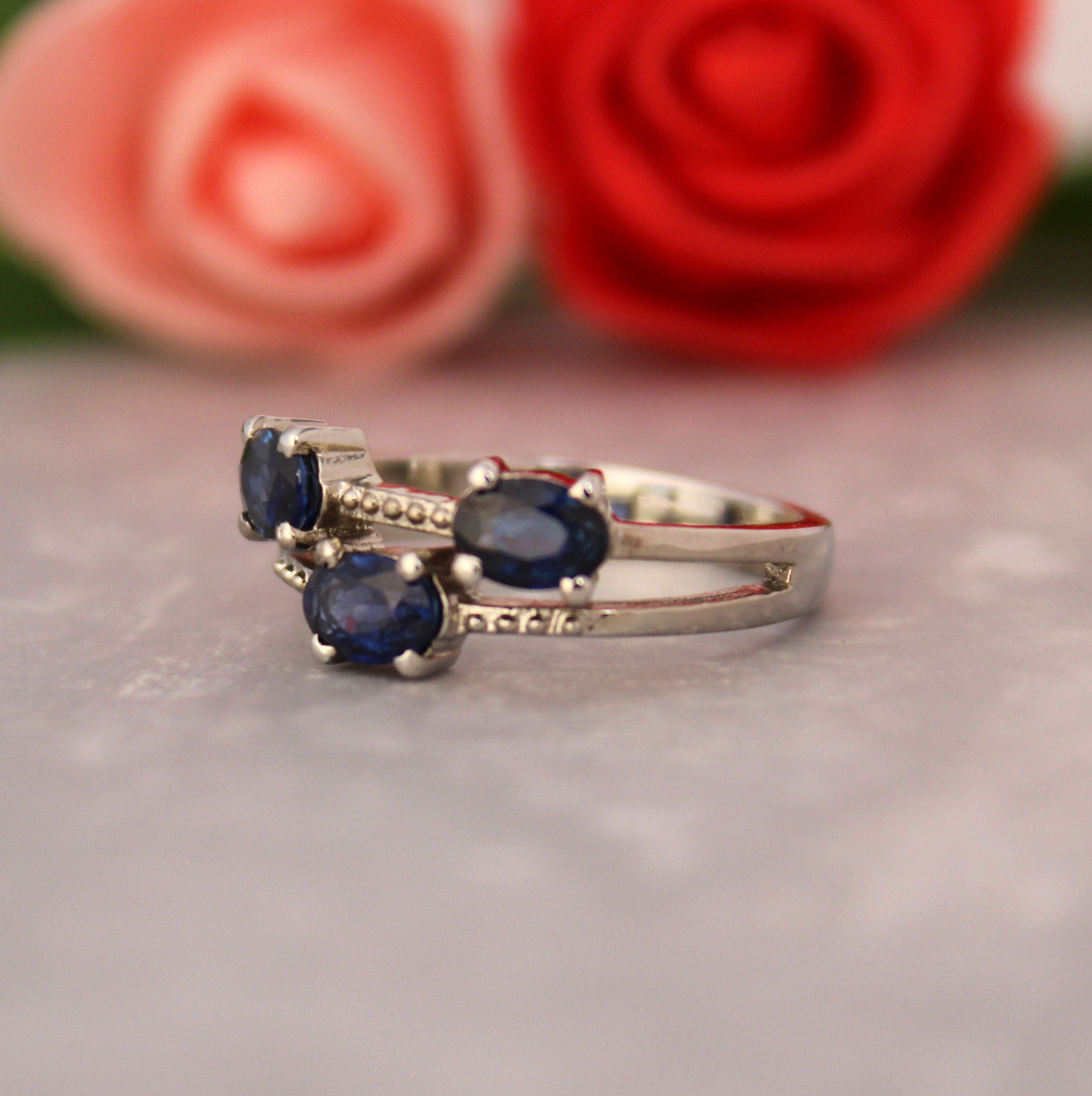 Blauer Saphir Ring-Saphir Minimalist Ring Edelstein Ring-925 | Etsy