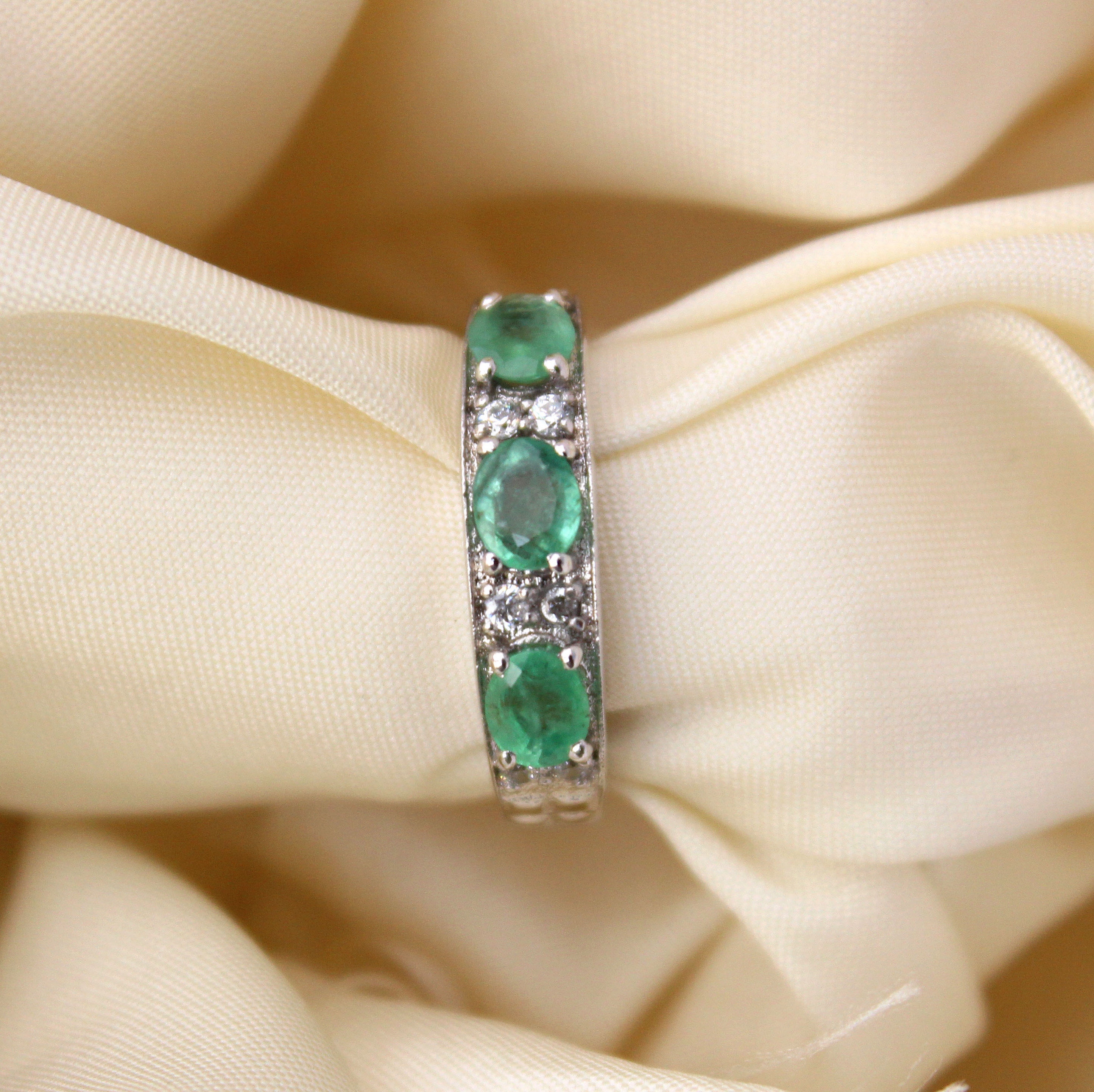 Natural Emerald Ring,art Deco Band Ring,statement Cluster Ring,handmade ...