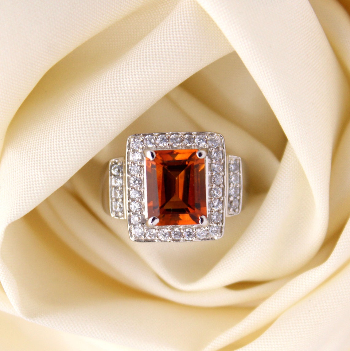 Natural Golden Topaz Ring/ Citrine Cluster Ring/ Vintage Ring/ - Etsy