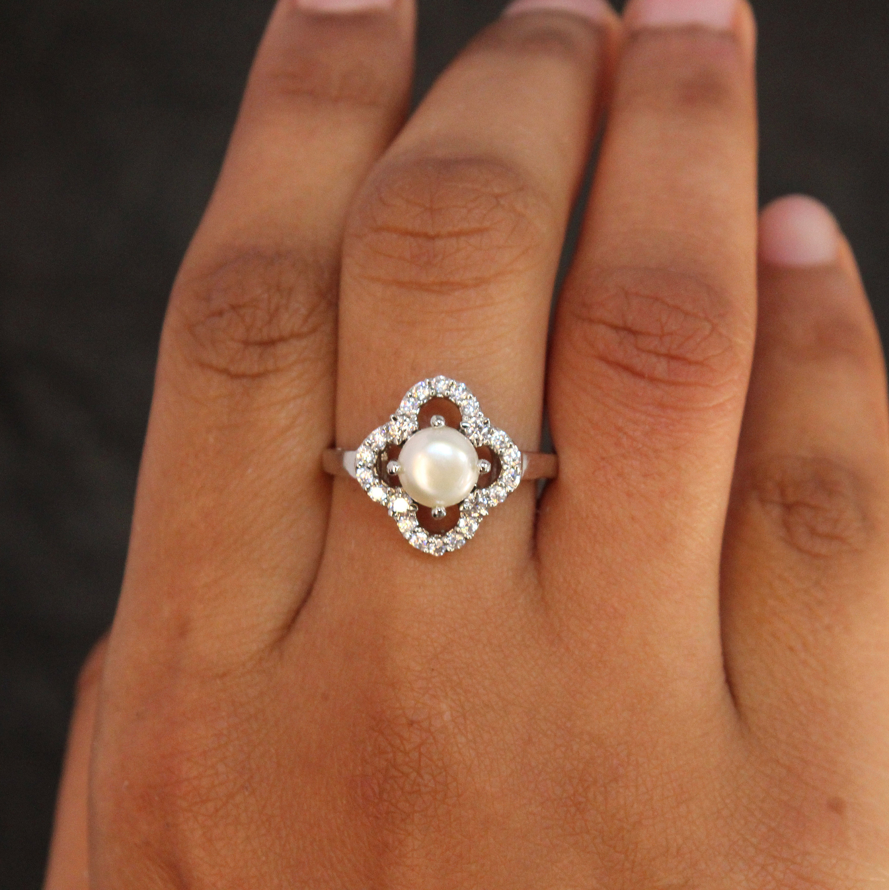 Real Pearl Engagement Band/ Art Deco Genuine Pearl Ring/ - Etsy