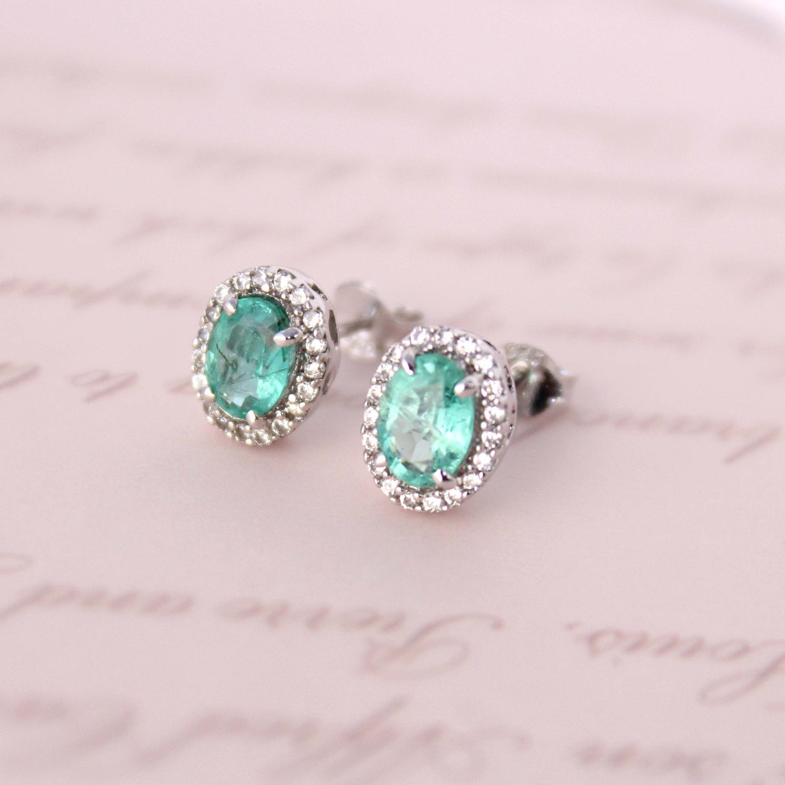 Natural Emerald Cluster Earrings Stud-emerald Minimalist Stud Earrings ...