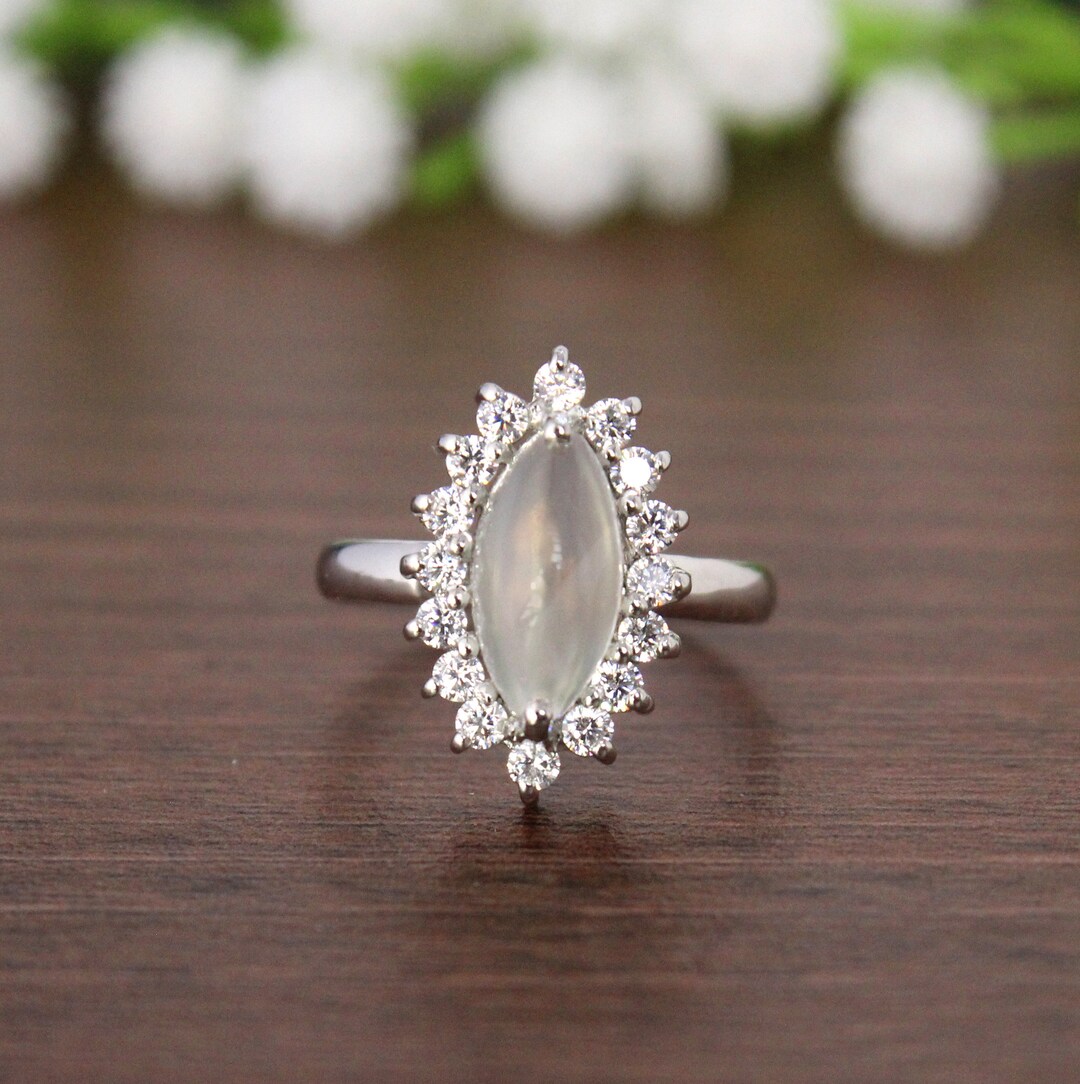 Vintage Moonstone Engagement Ring Art Deco Silver Cluster - Etsy