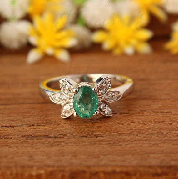 Natürlicher Smaragd Ring-Smaragd Oval Art Deco Ring-925 - Etsy