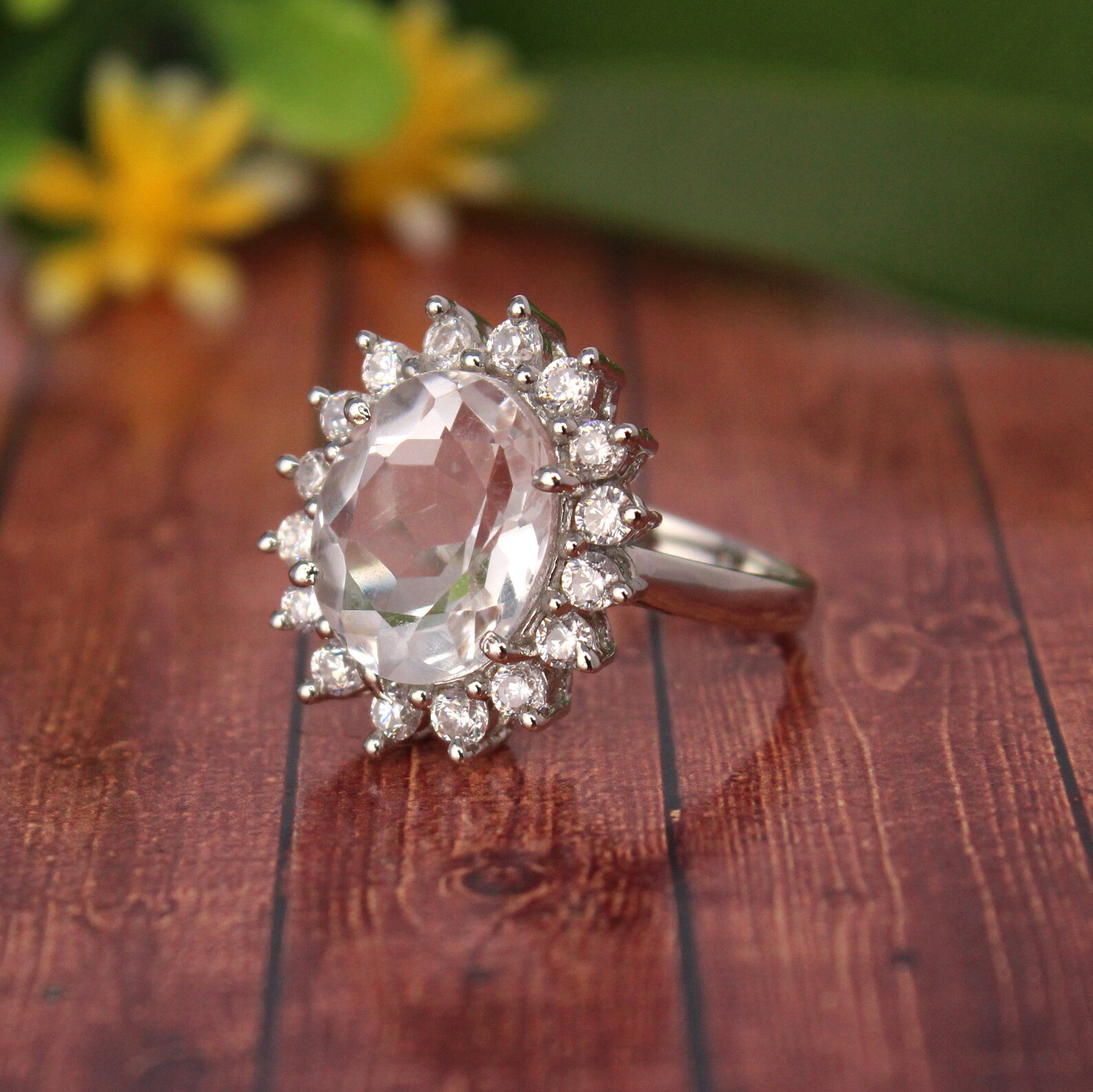 Natural Rock Crystal Quartz, Art Deco Ring, Natural Clear Quartz Ring ...