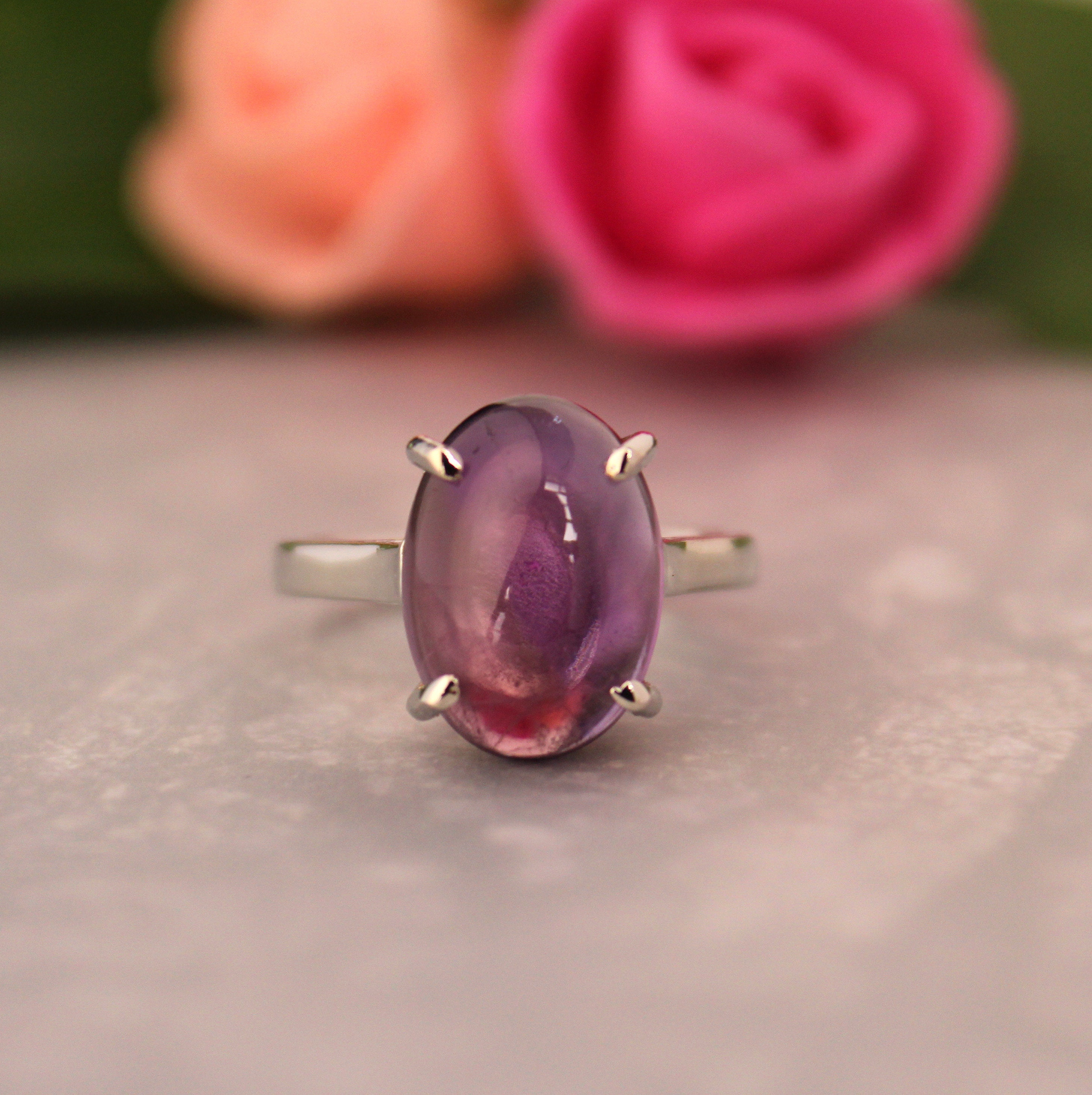 Natural Amethyst ring-Simple Amethyst Ring-Boho style | Etsy