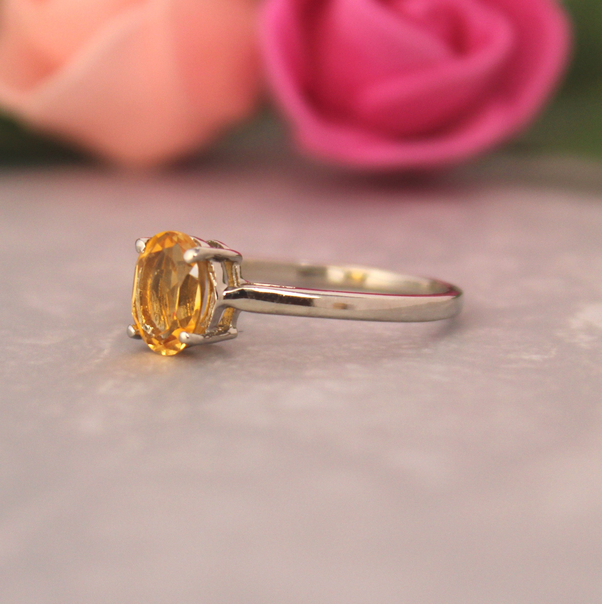 Golden Topaz Ring 925 Silver-oval Topaz Silver Ring-golden - Etsy