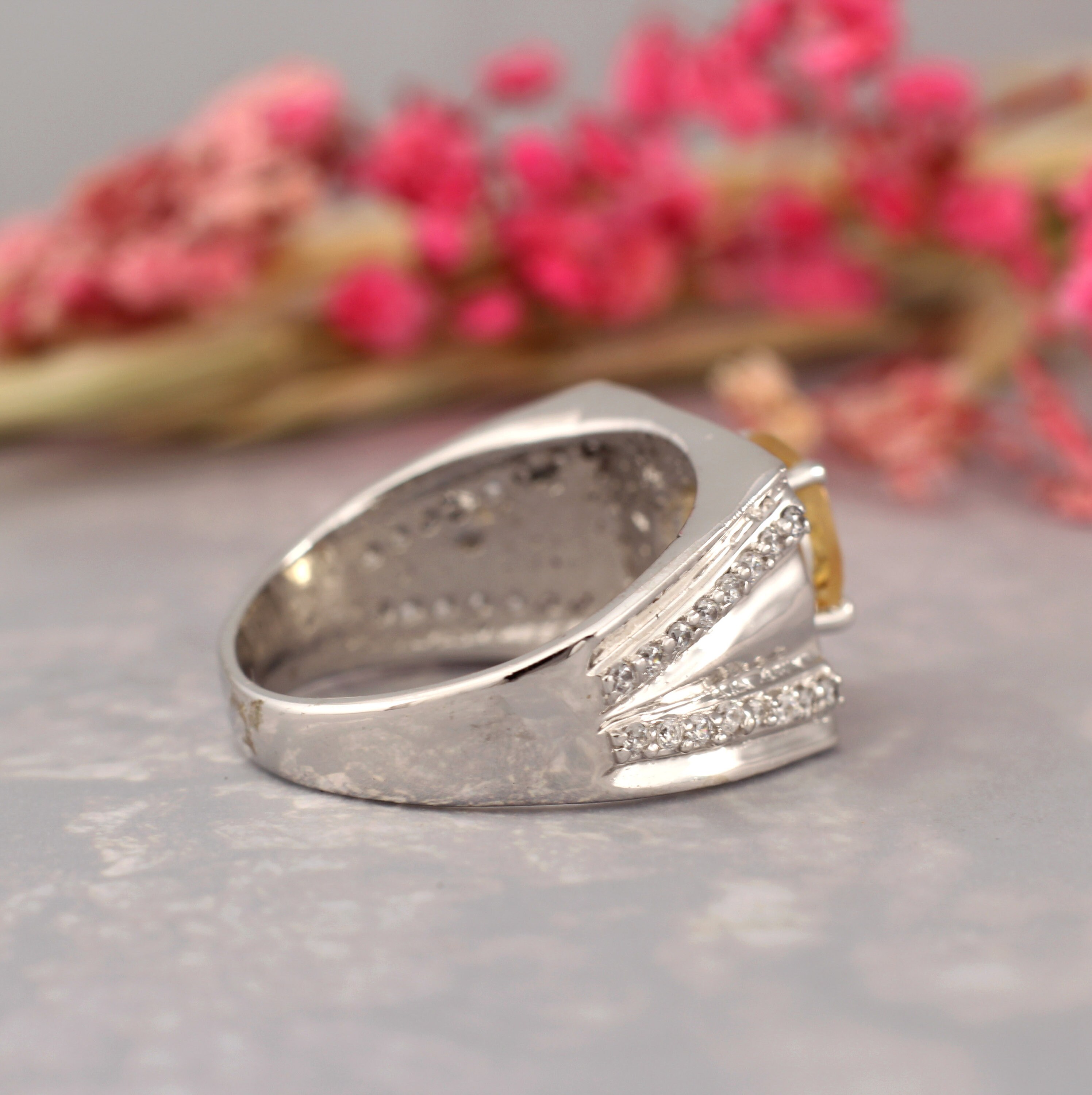 Golden Topaz Solitaire Statement Ring-natural Topaz Bohemian Tribal ...