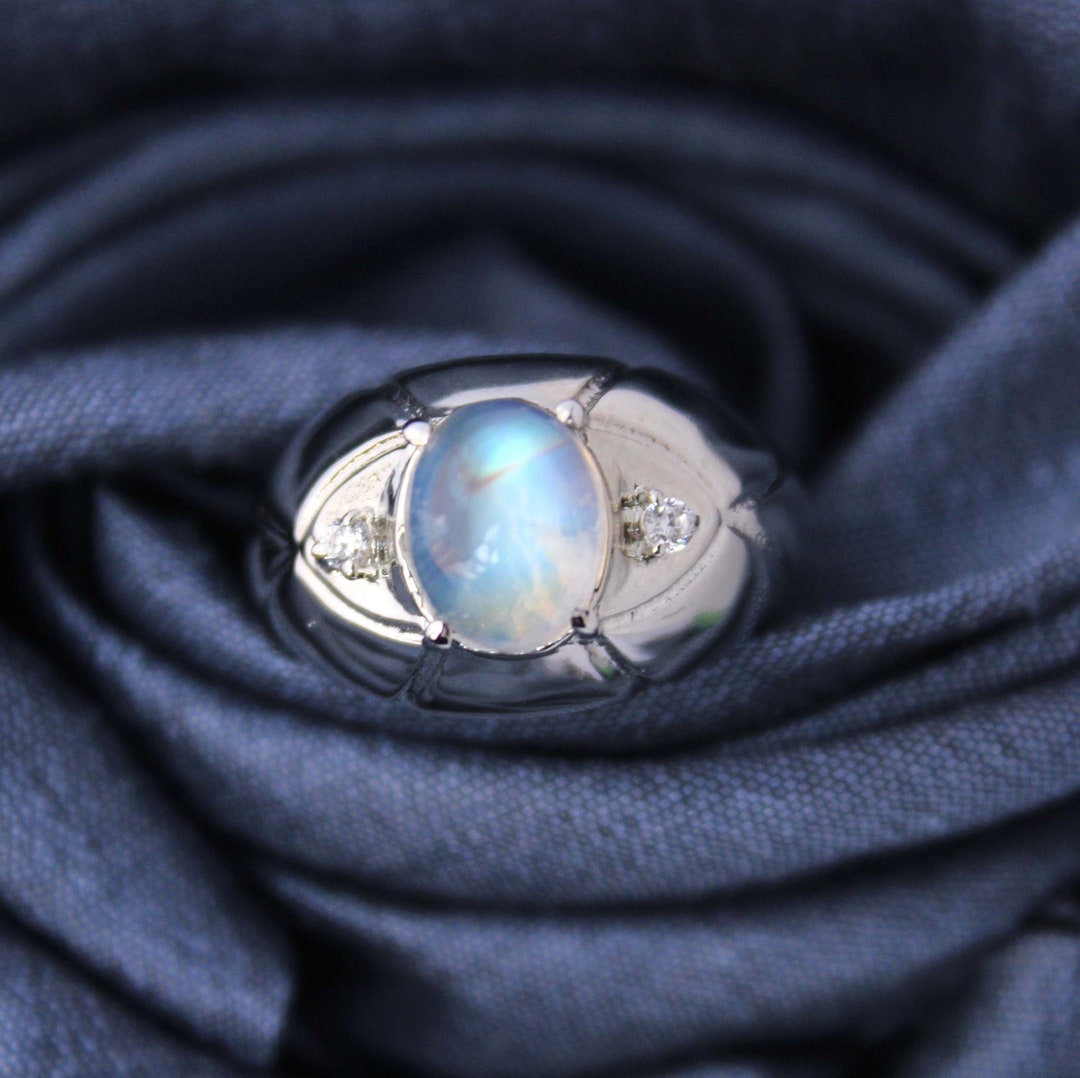 Natural Moonstone Dome Ring-oval Moonstone Bohemian Ring-boho Style ...