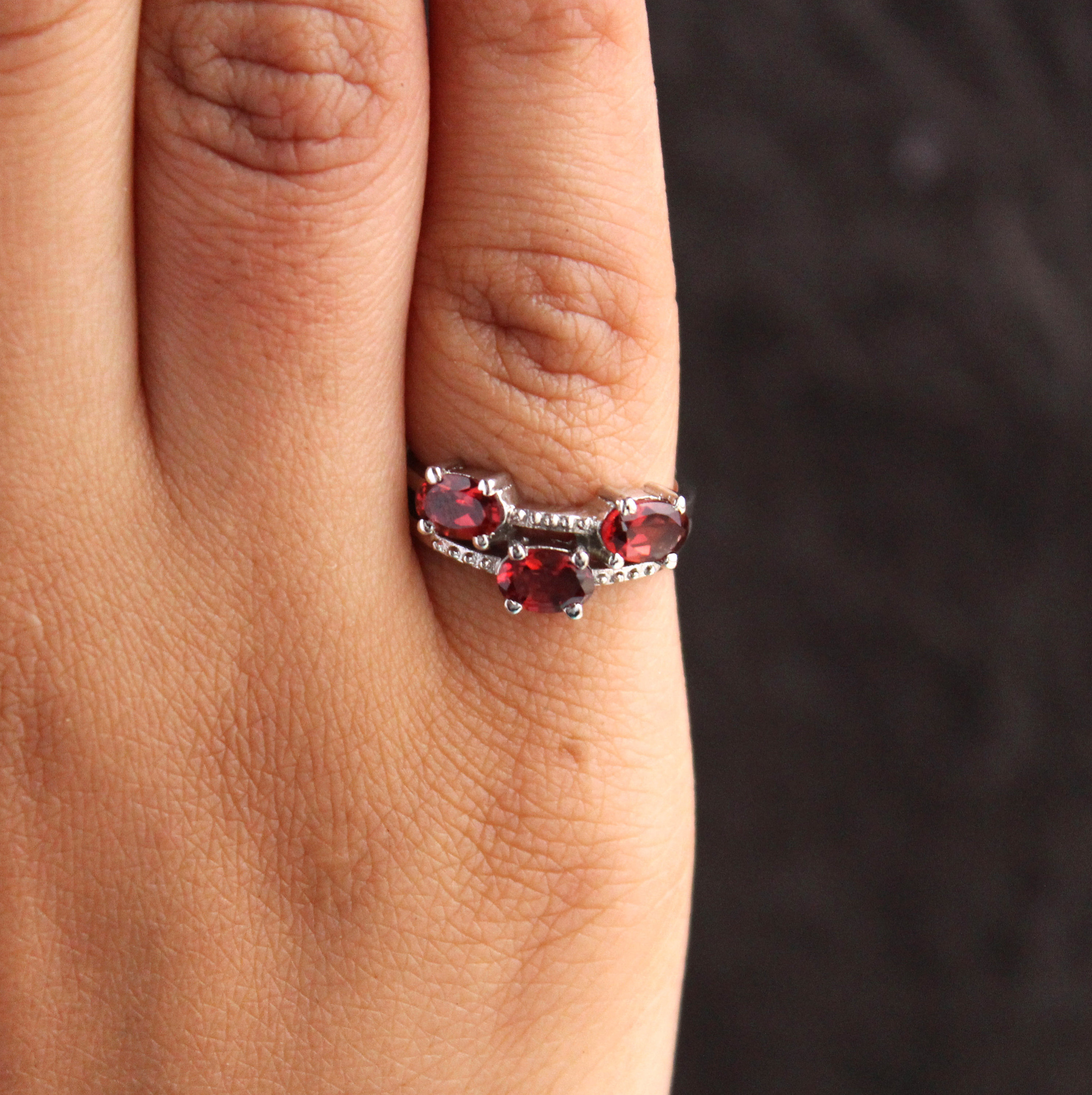 Natural Garnet Ring/January Birthstone 925 silver Ring/Garnet | Etsy