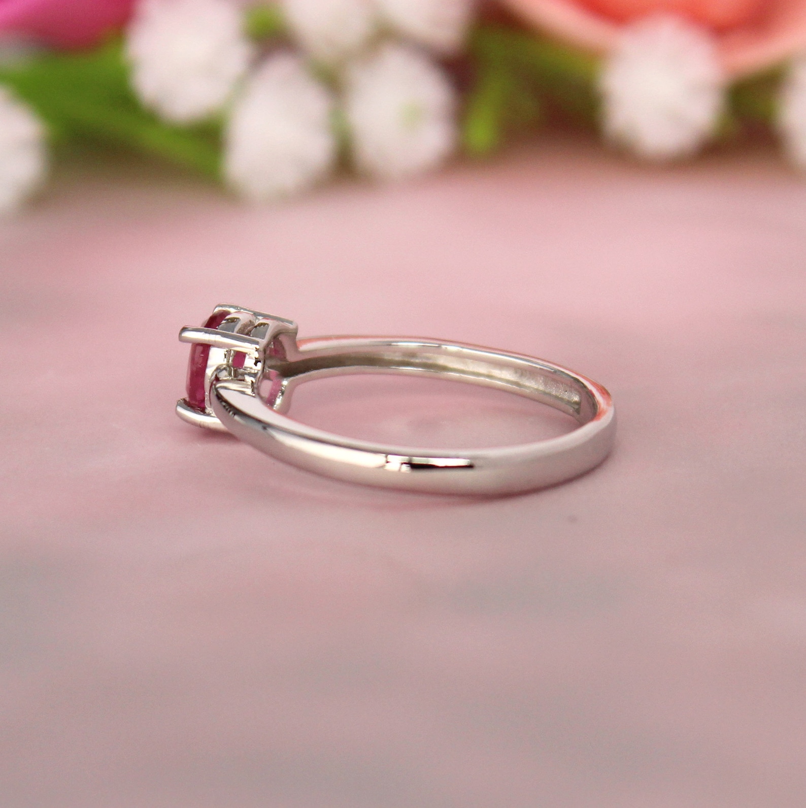 Pink Ruby Ring-july Birthstone Ring-solitaire Stone Ring-real - Etsy