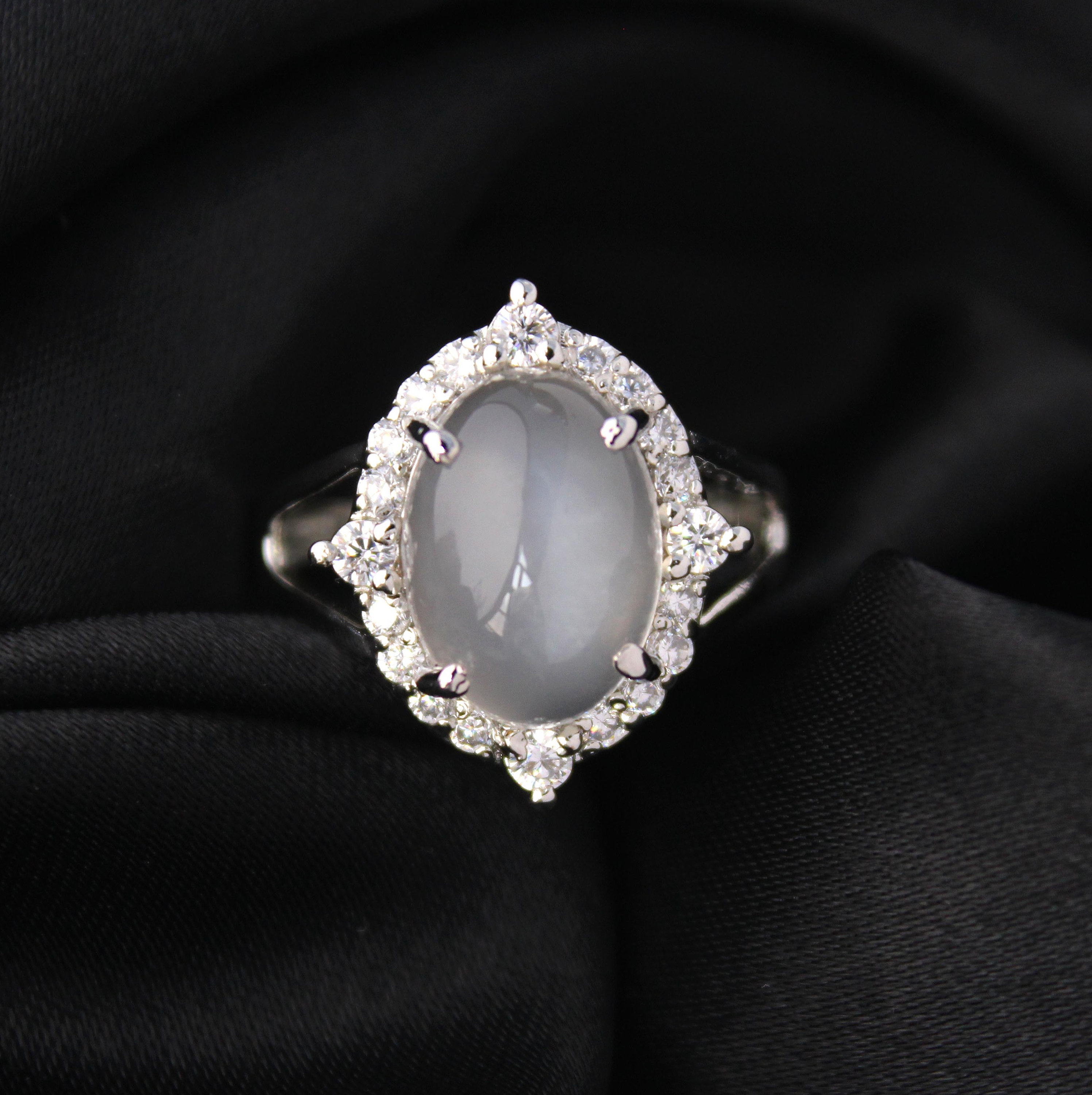 Moonstone Vintage Silver Ring moonstone Halo Ring-white | Etsy