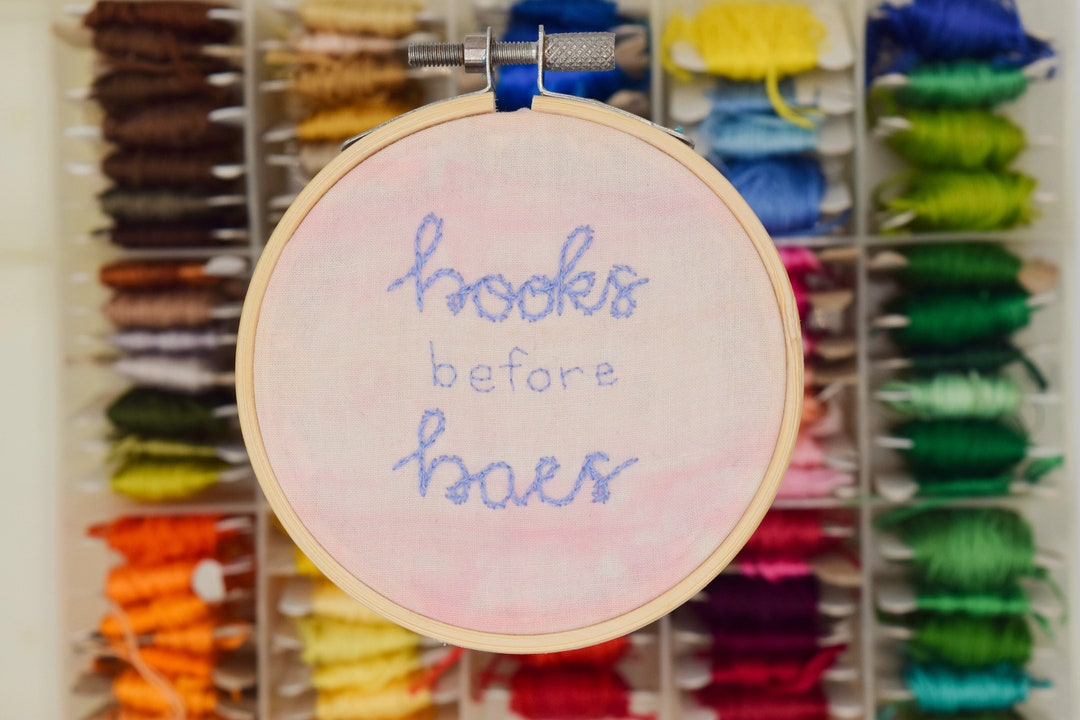 3" Books Before Baes Hand Embroidery - Etsy