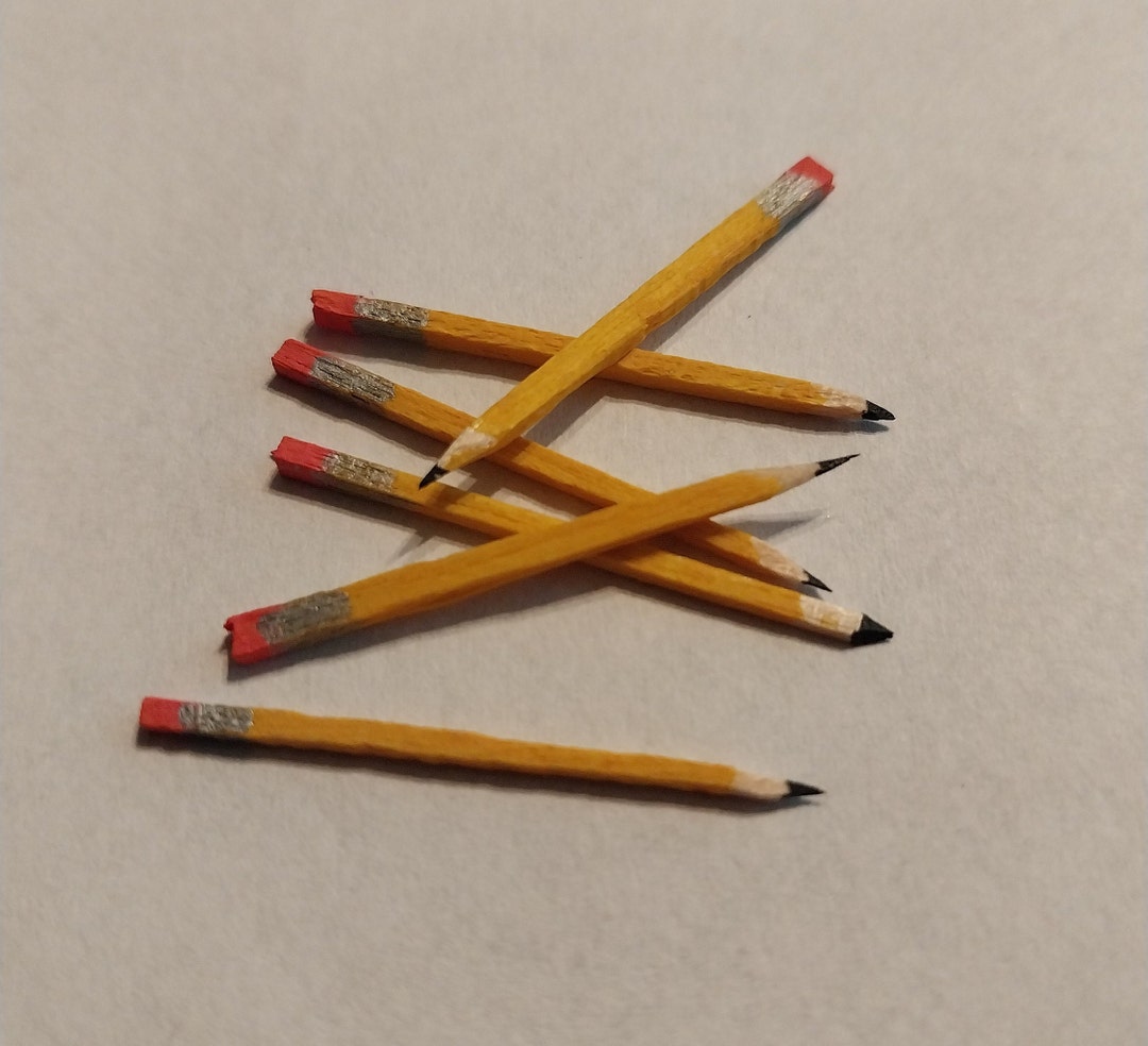 Miniature Dollhouse Pencils Diorama #2 Yellow Fairy House Gnome Home ...