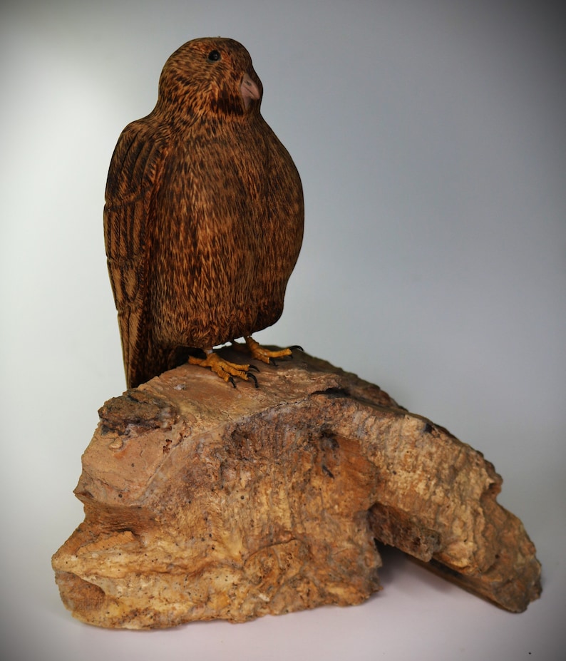 Hand Carved Wood Falcon Figure - Etsy