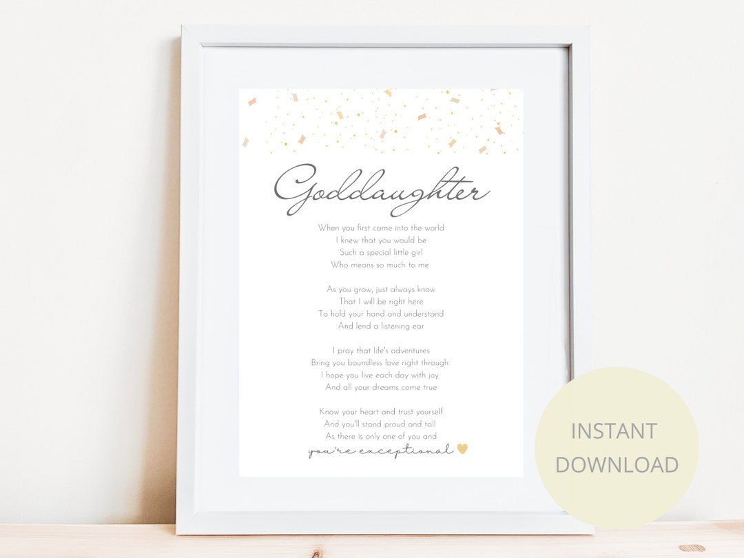 Goddaughter Christening Print, Digital Download PNG Print Baby Print ...