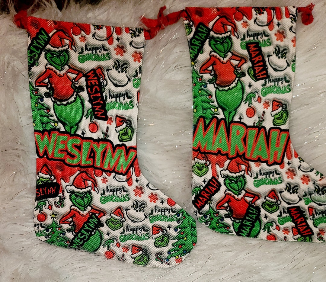 Grinch Themed Christmas Stockings can Be Personalized With a Name - Etsy