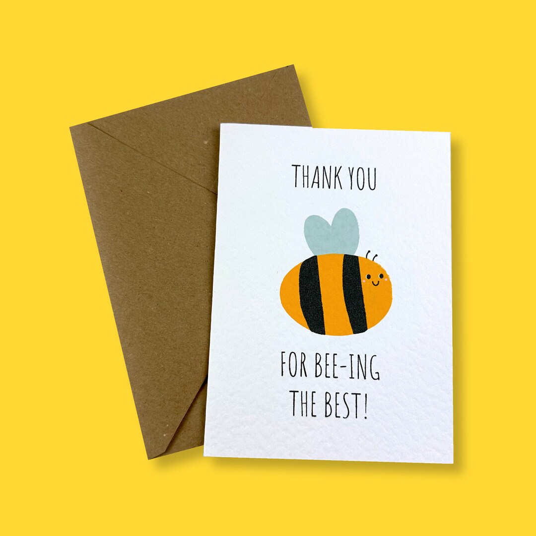 Thank You Card, Bee Thank You Card, Handmade Card, Pun Card - Etsy
