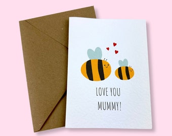 Bee Mother's Day Card, Mother's Day Card, Happy Mother's Day Card, Mum ...