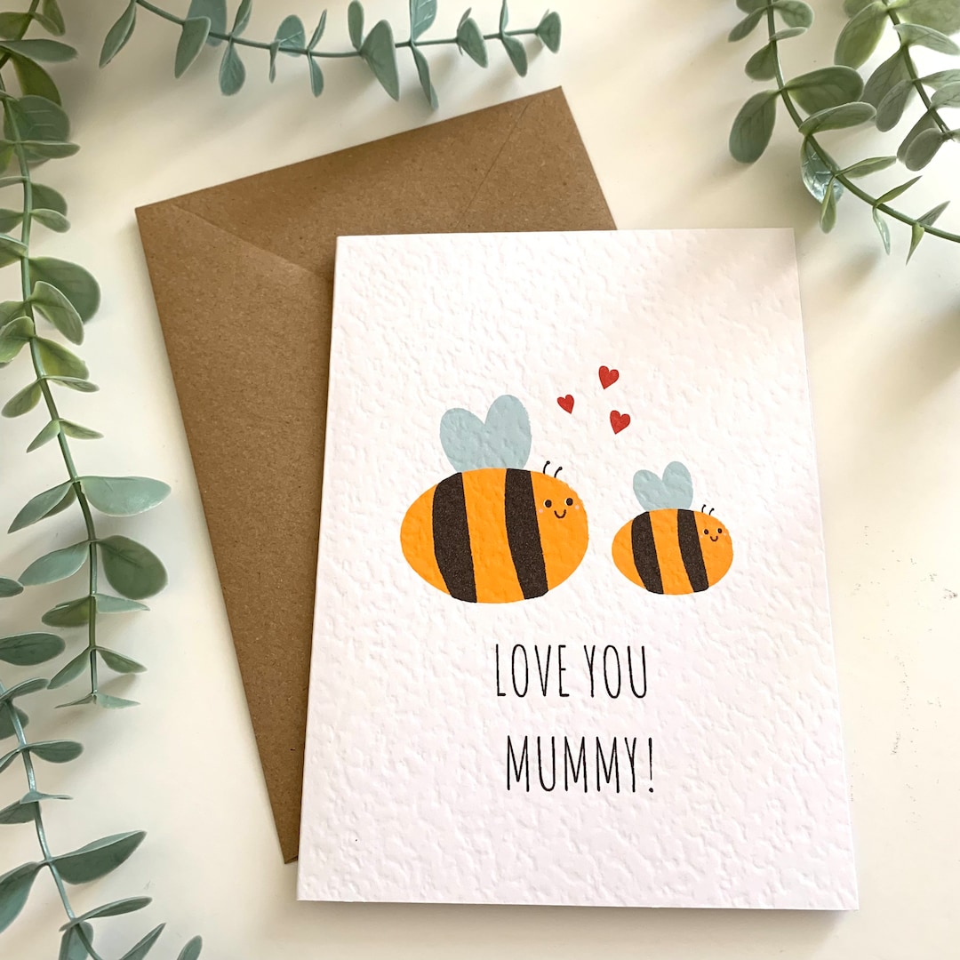 Bee Mother's Day Card, Mother's Day Card, Happy Mother's Day Card, Mum ...