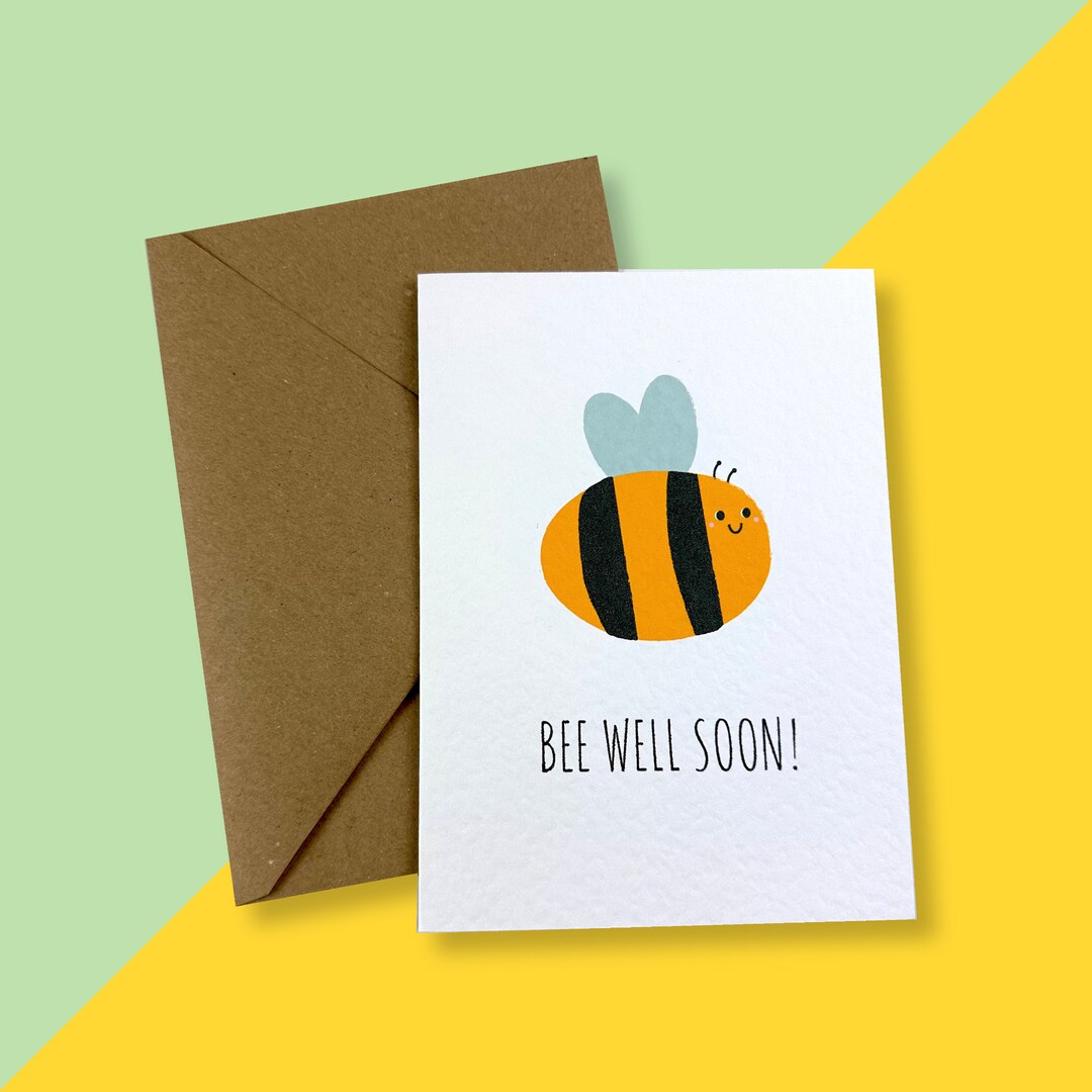 Bee Well Soon Card, Get Well Soon Card, Handmade Card - Etsy